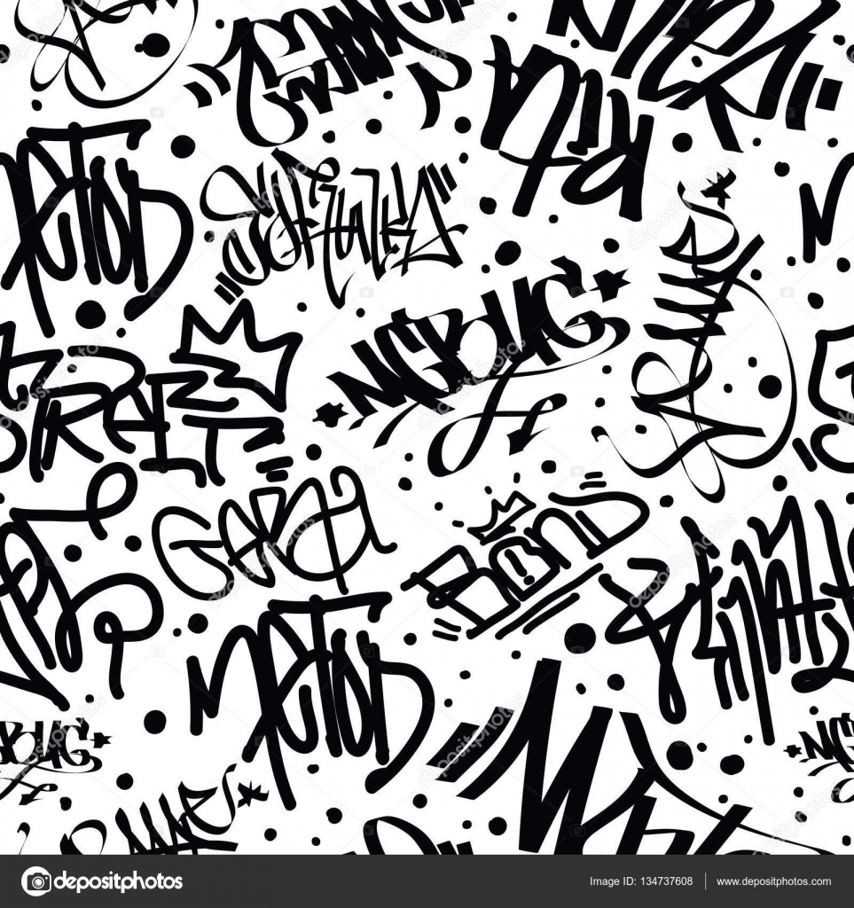 Black And White Graffiti Art With Color