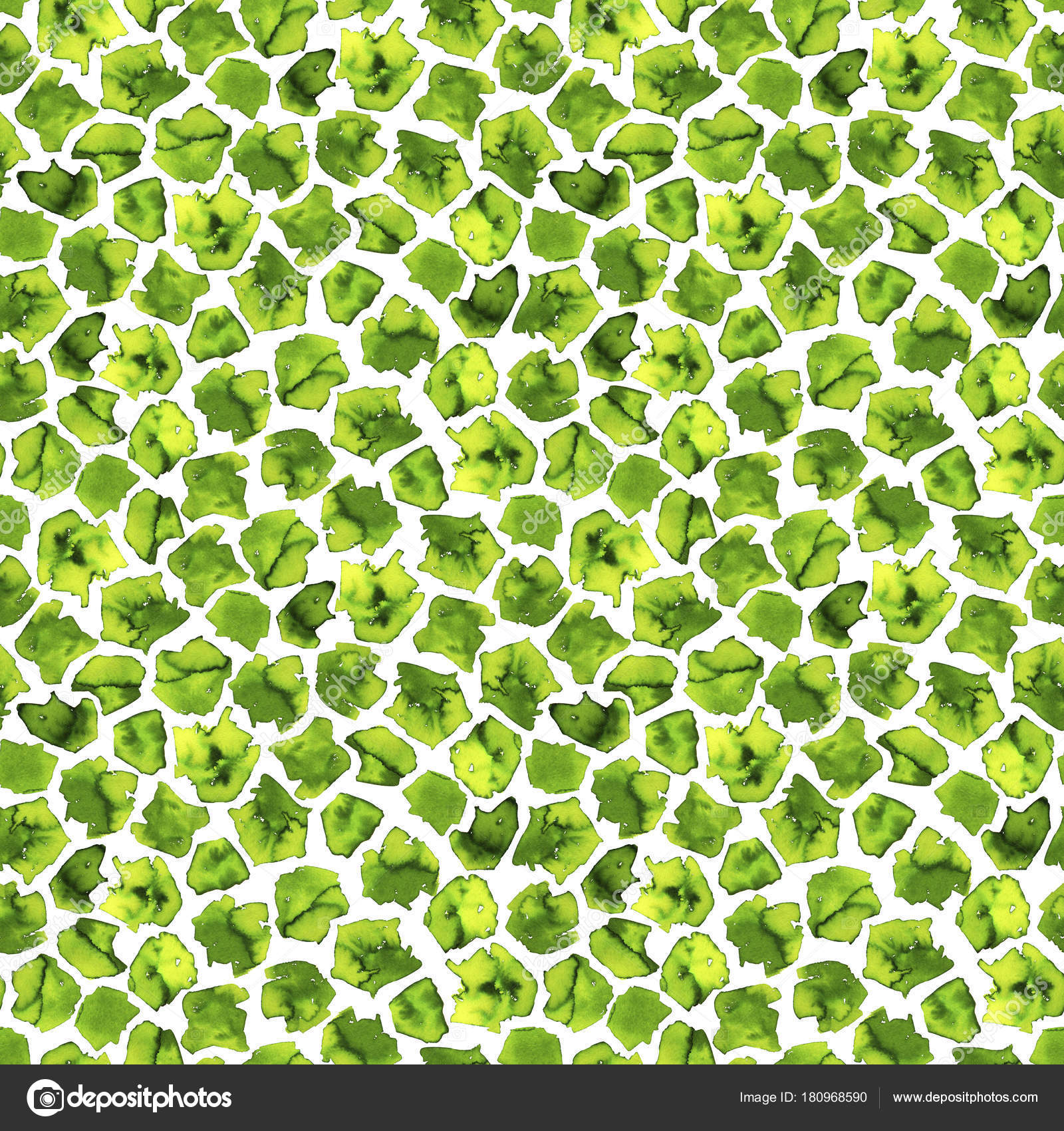 Hand Drawn Green Watercolor Pattern Ink Illustration Hand Drawn ...