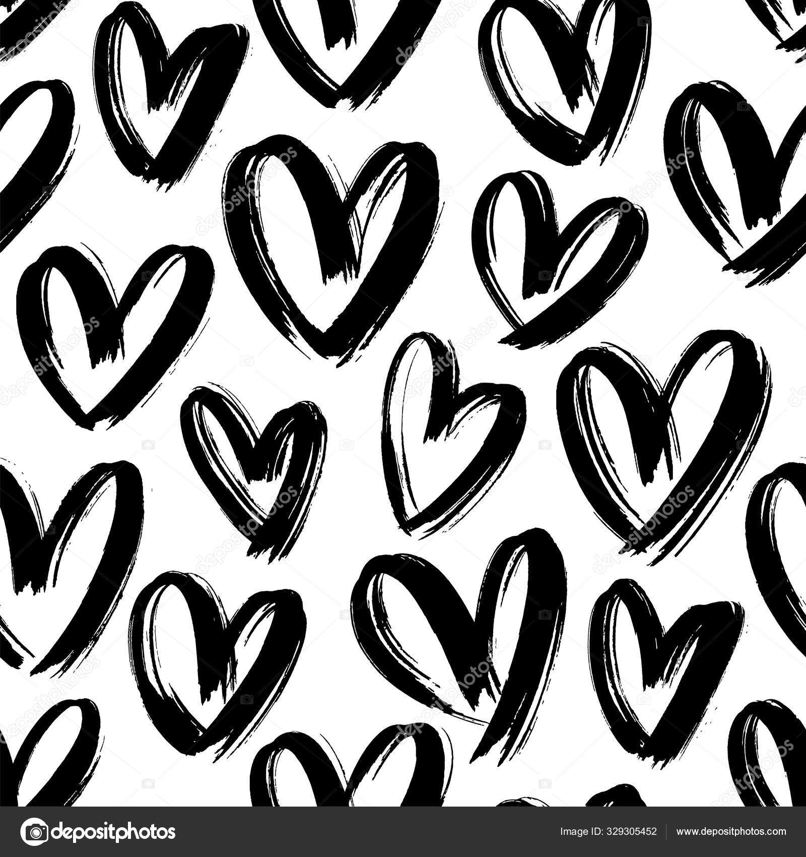 Love Hearts Black And White