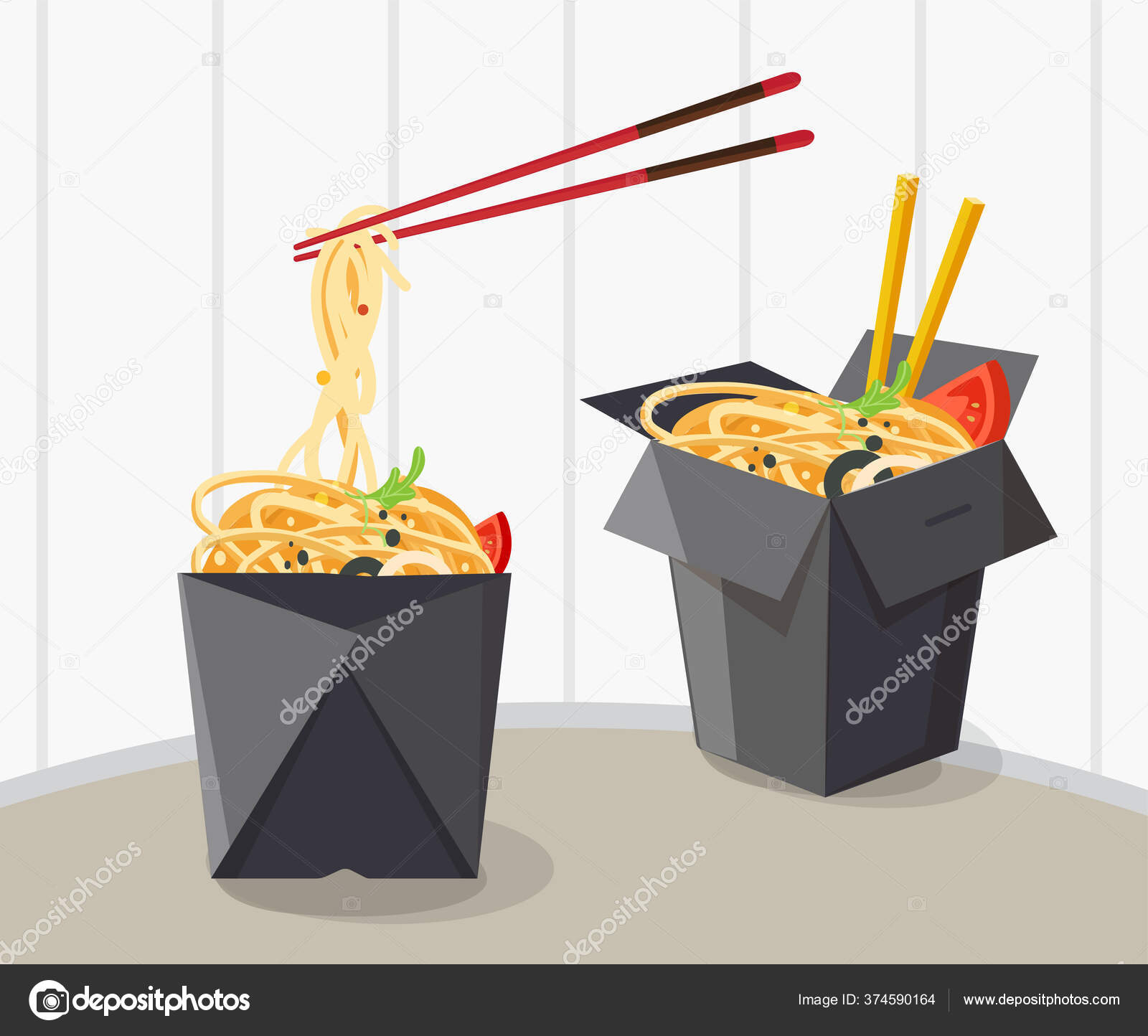 Chinese Food Box Cartoon