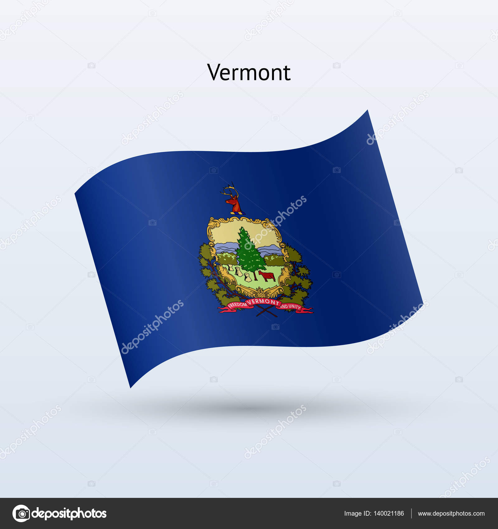 State of Vermont flag waving form. Vector illustration. Stock Vector by ...