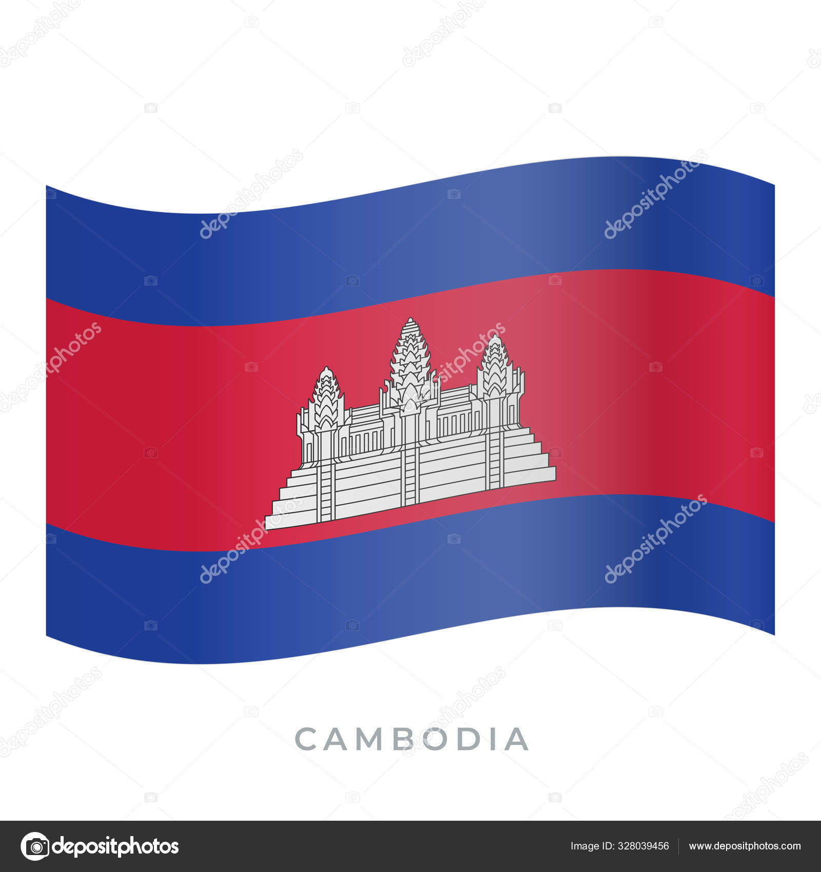 Kamboja melambaikan ikon vektor bendera. Ilustrasi vektor diisolasi ...