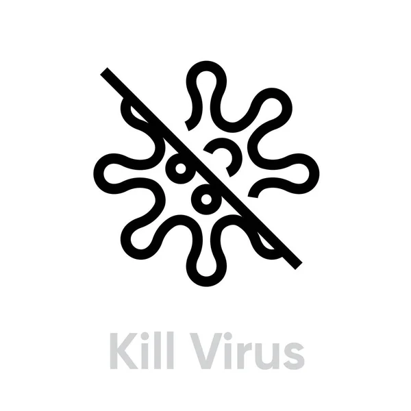 Danger Microbe or Virus editable line vector icons. Stop, Shield and ...