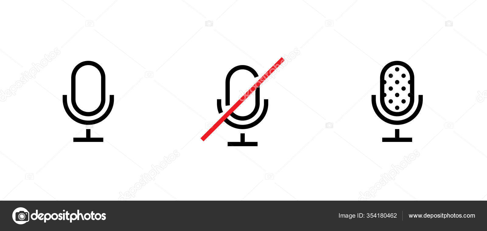 Set of three microphone icons. Media sound symbols for website ...