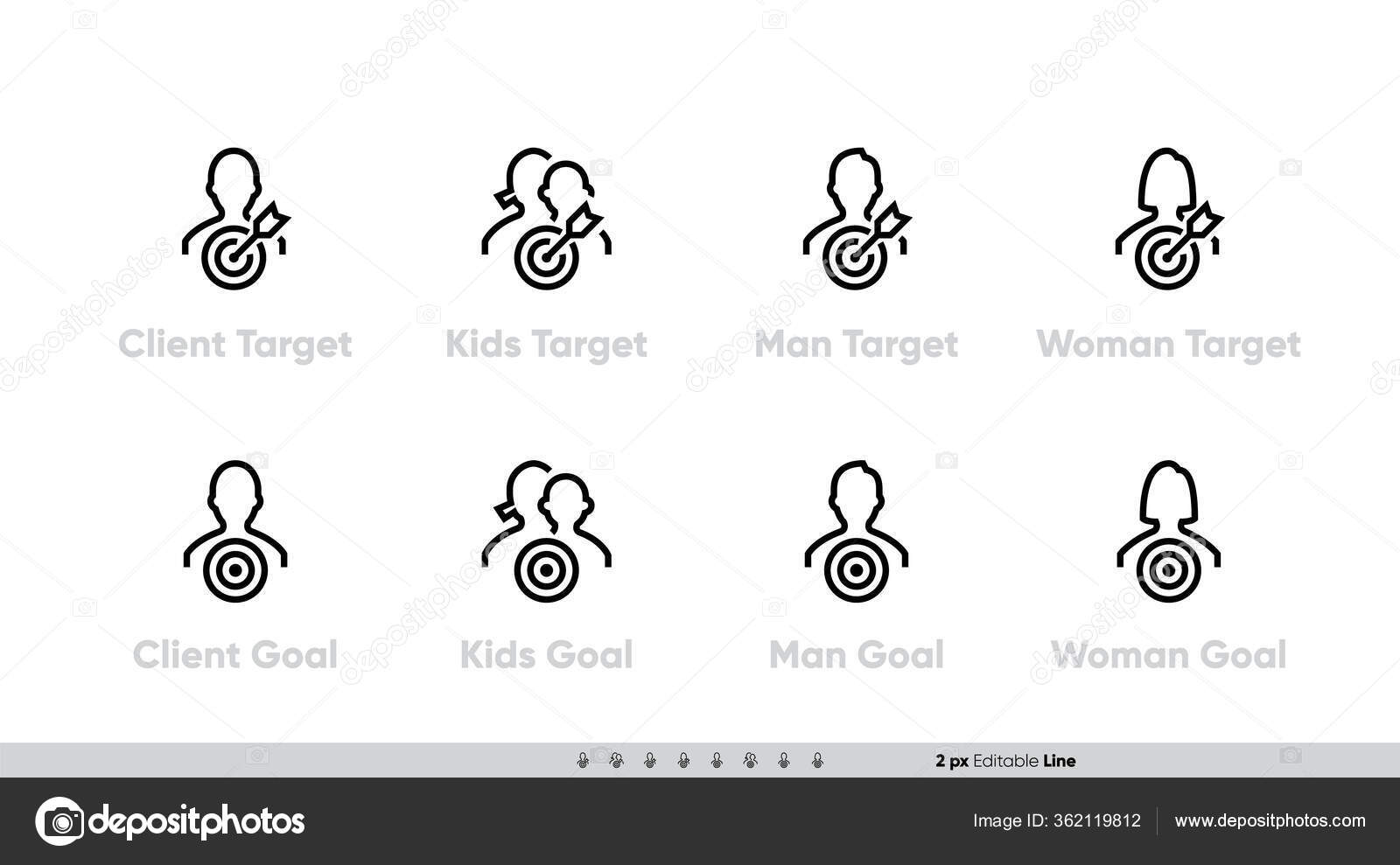 Icon Set of Client Target Focus Groups, Women, Men, Children and other ...