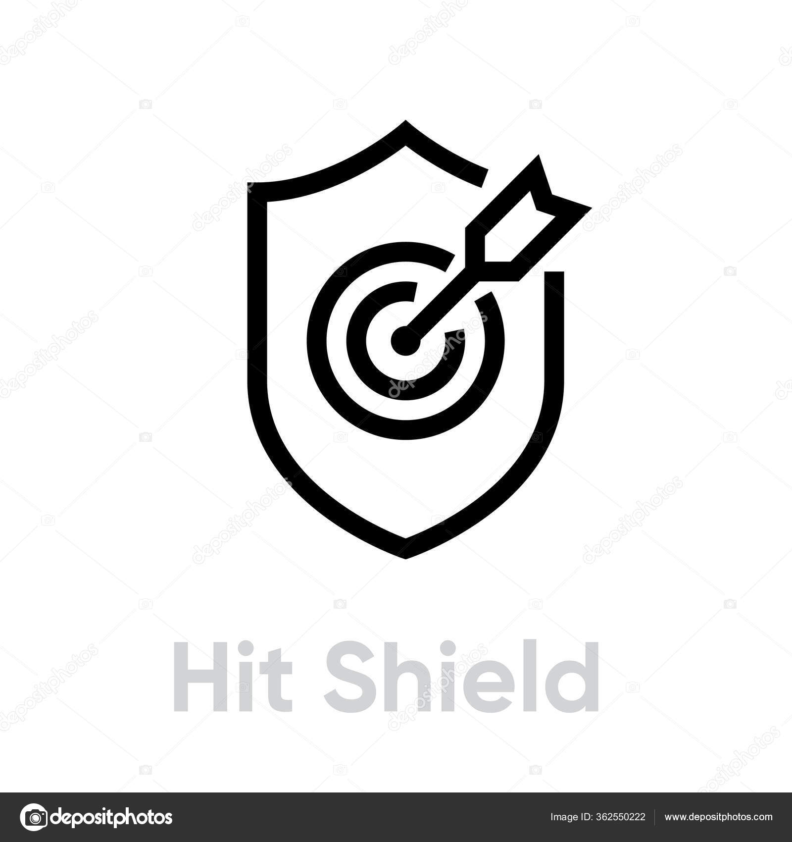 Hit Shield Targets icono. vector de línea editable. Vector de stock ...