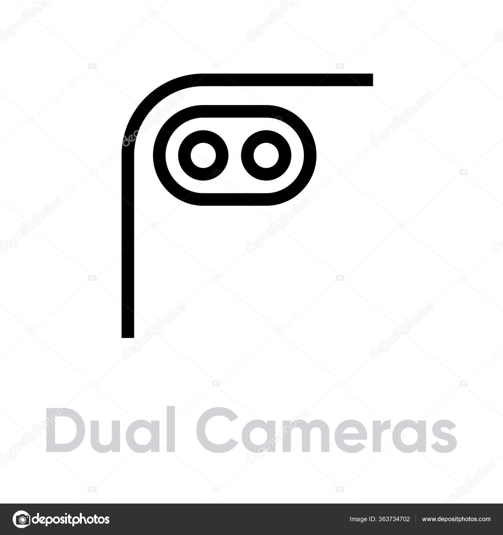 Dual Cameras Phone Multi-Cameras icon. Editable line vector. Stock ...