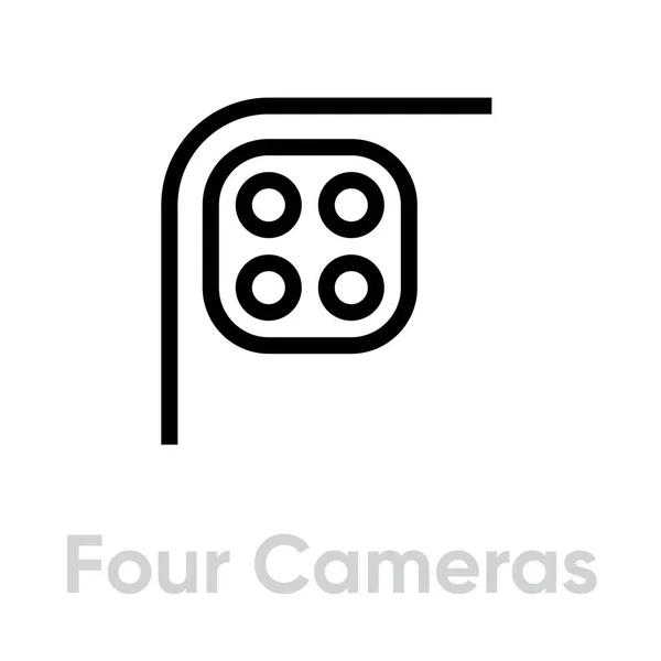 Four Cameras Phone Multi-Cameras icon. Editable line vector. Stock ...