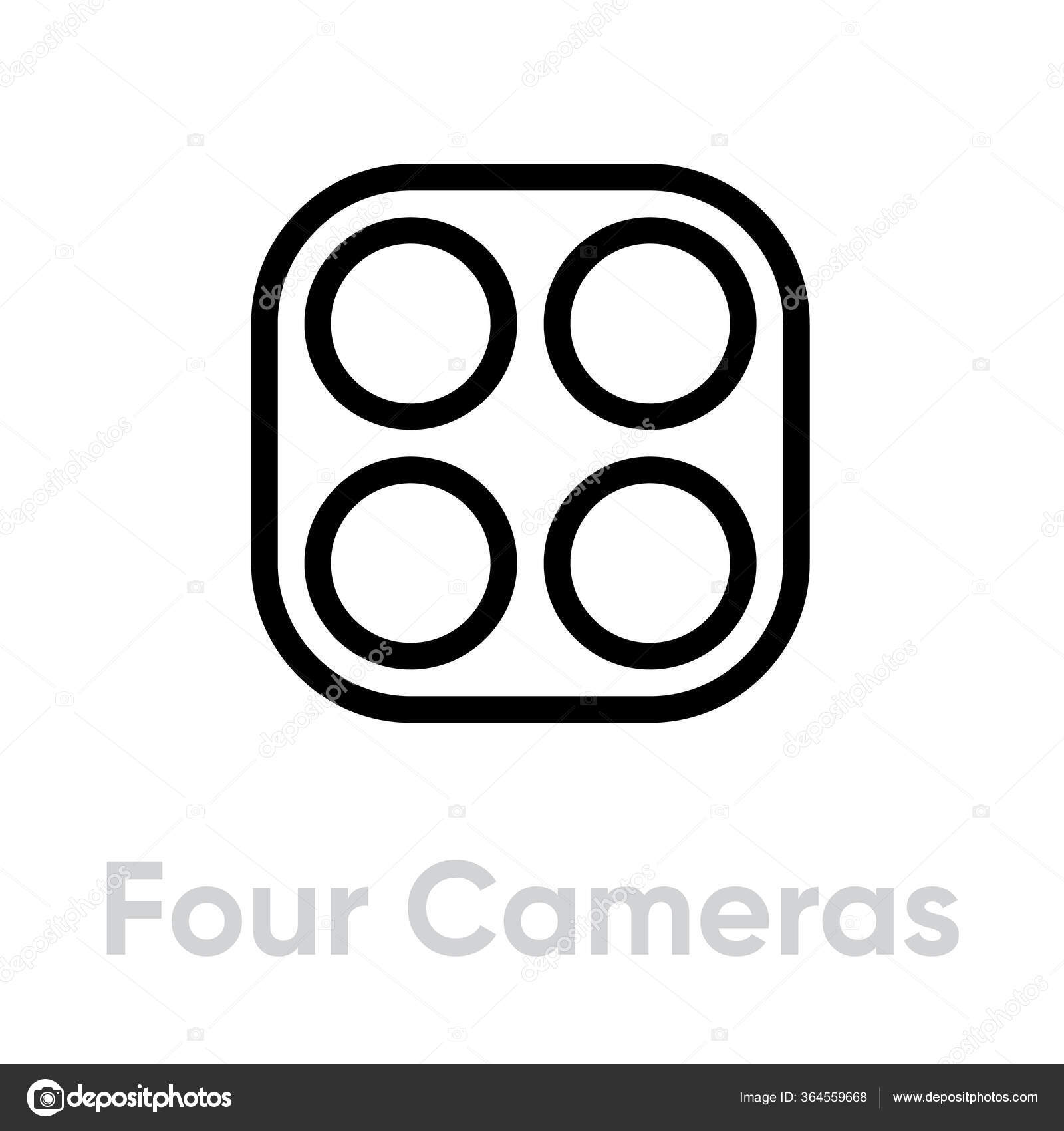 Four Cameras Phone Multi-Cameras icon. Editable line vector. Stock ...