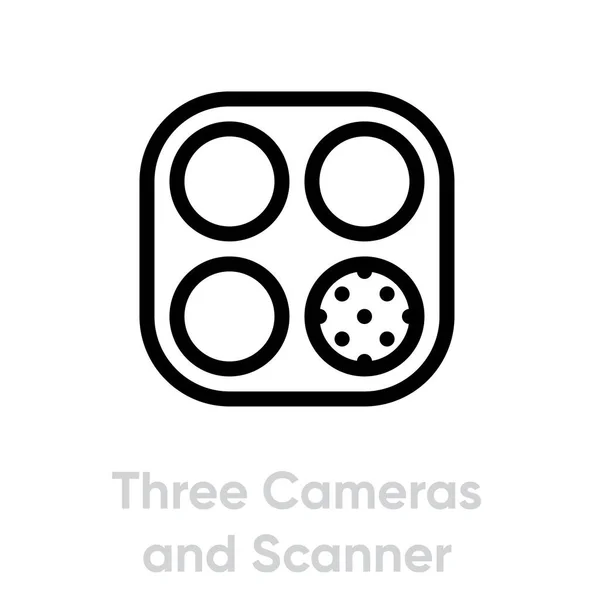 Four Cameras Phone Multi-Cameras icon. Editable line vector. Stock ...