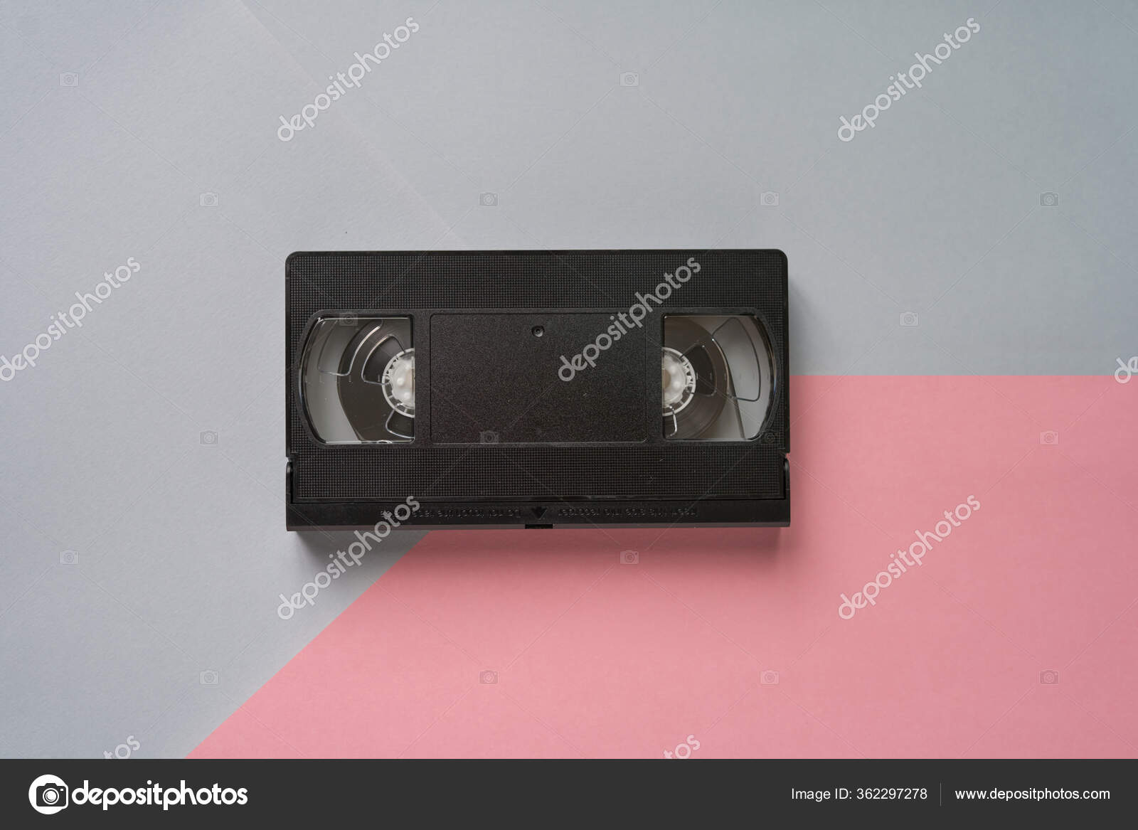 Video Cassette Pink Grey Background Top View Vhs Videotape Minimalistic ...