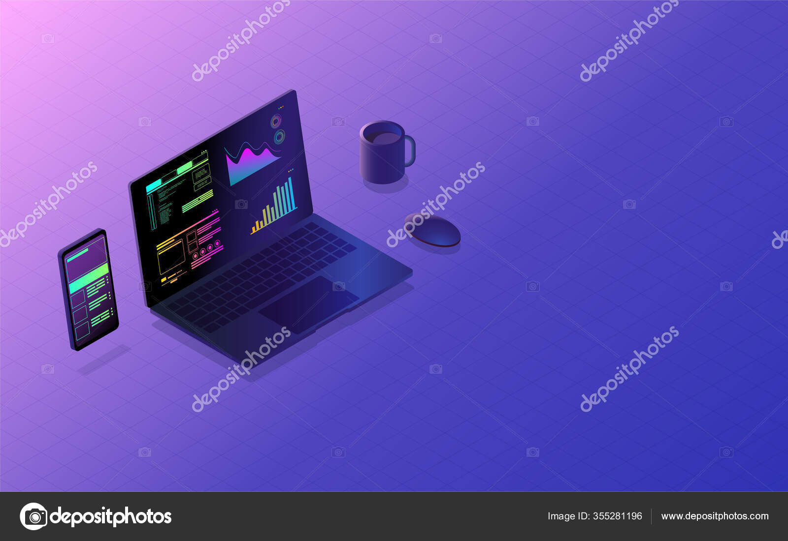 Mobile App Interface Development Cross Platform Concept Software Program Web Stock Vector by ...