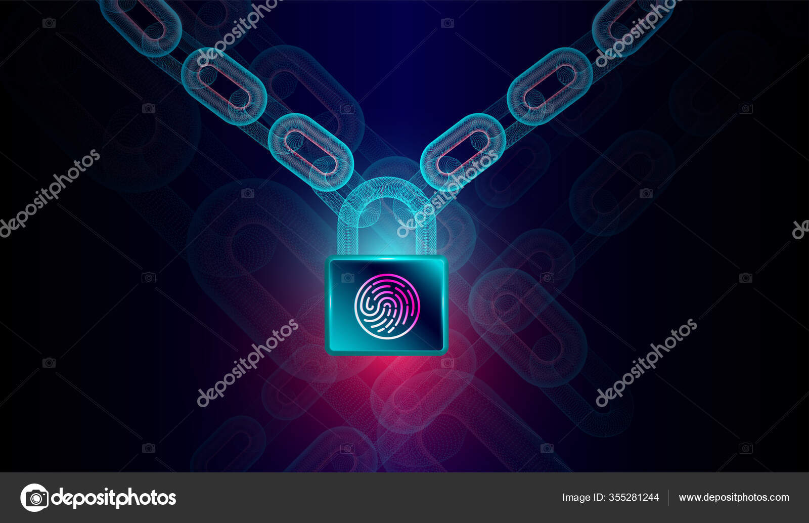 Block Chain Technology High Security Fingerprint Lock Concept Rendering ...