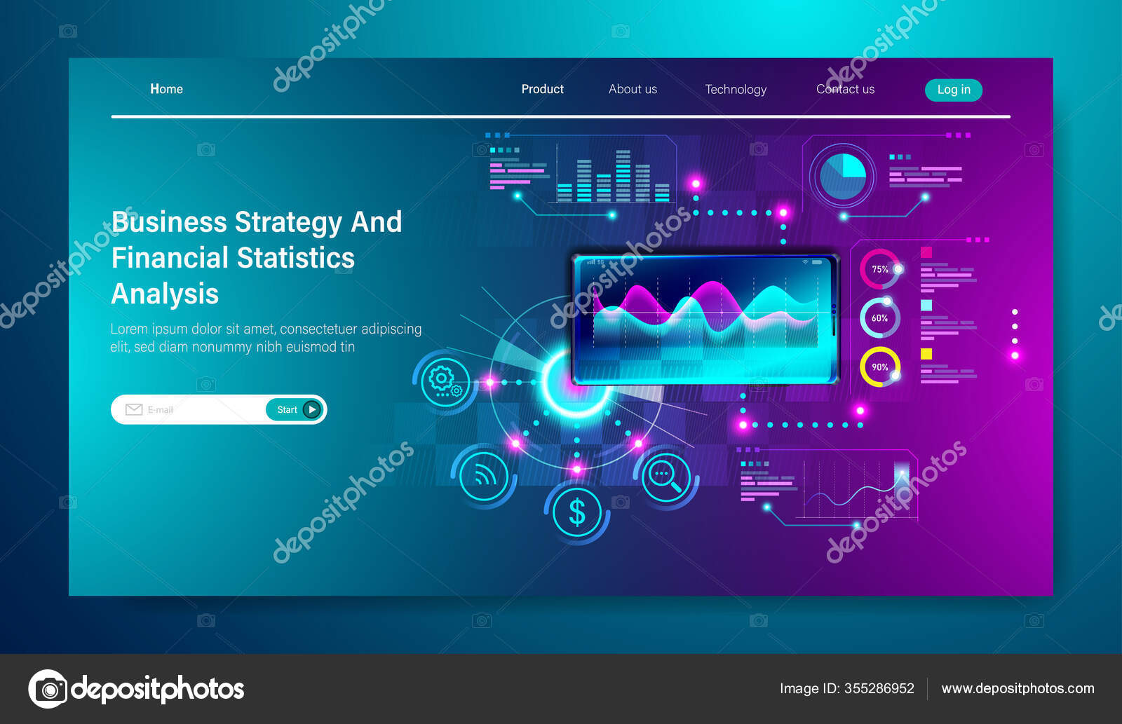 Modern Flat Design Business Strategy Financial Statistics Analysis ...