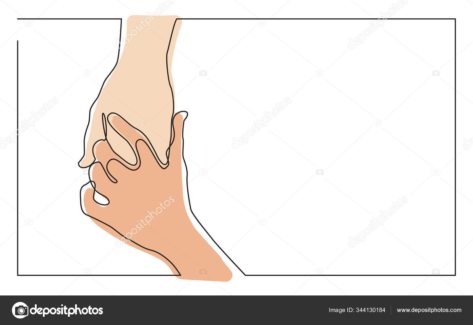 Kontinuerlig Linje Tegning Holde Hænder Sammen Vektor Illustration ...