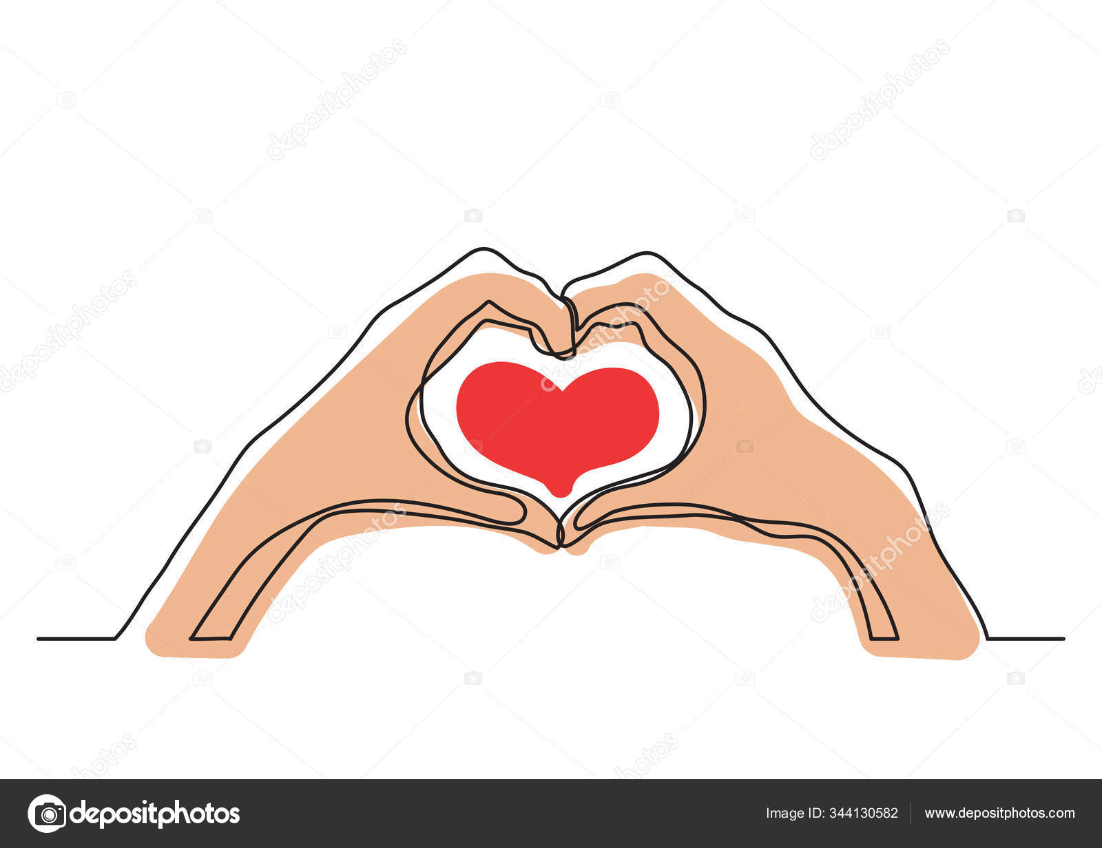 Continuous Line Drawing Hands Showing Love Sign Vector Illustration ...