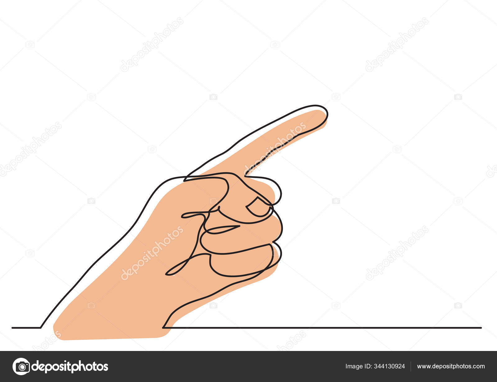 Hand Pointing Line Drawing