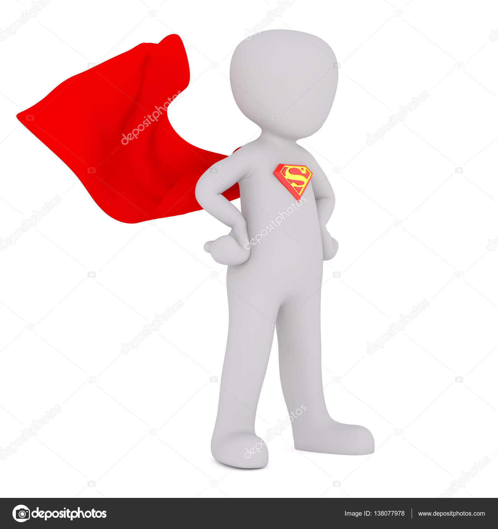 3D White People Superman waving cape Stock Photo by ©3D-Agentur 138077978