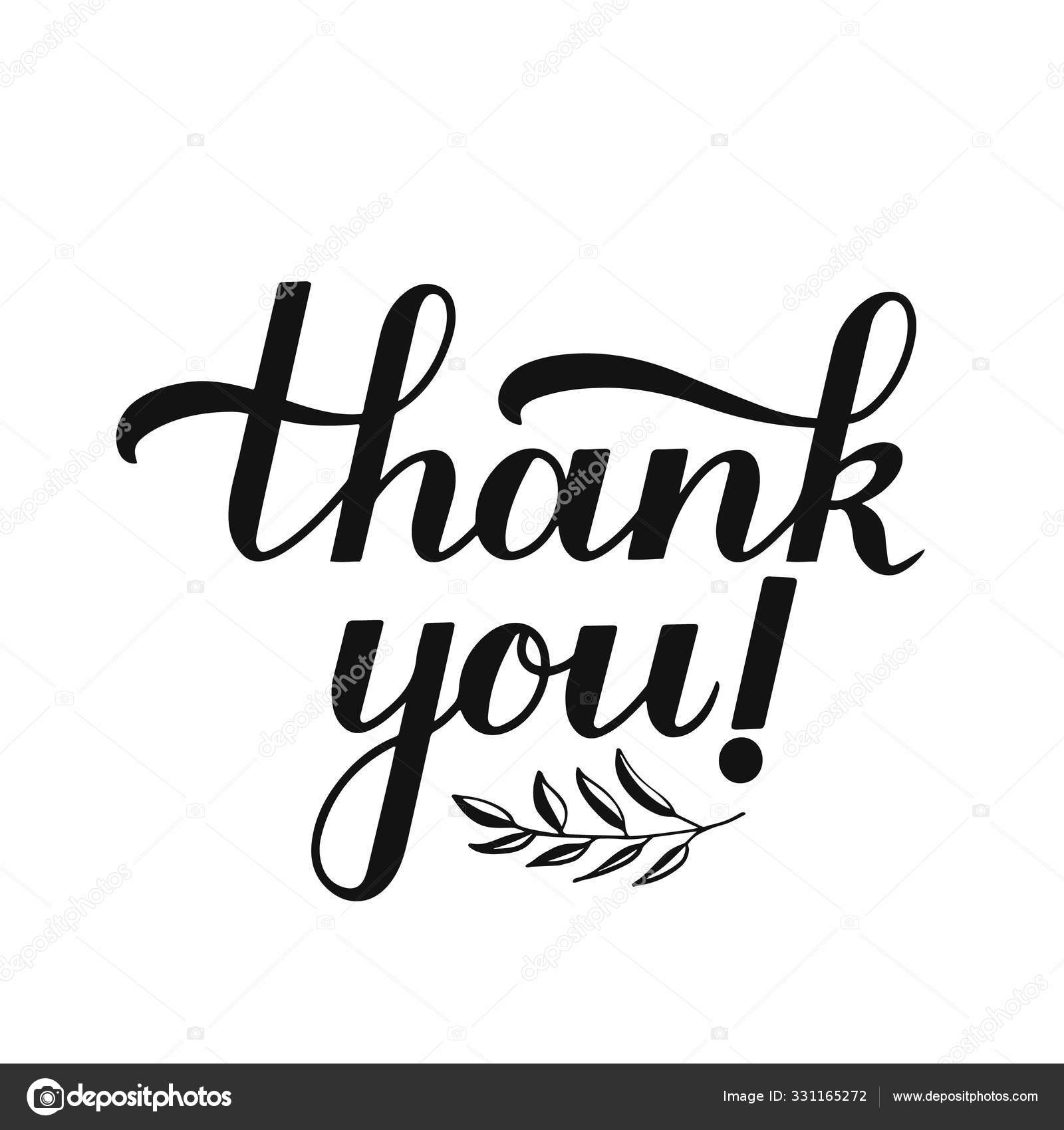 Obrigado lettering mão isolado no fundo branco. Caligrafia escova ...