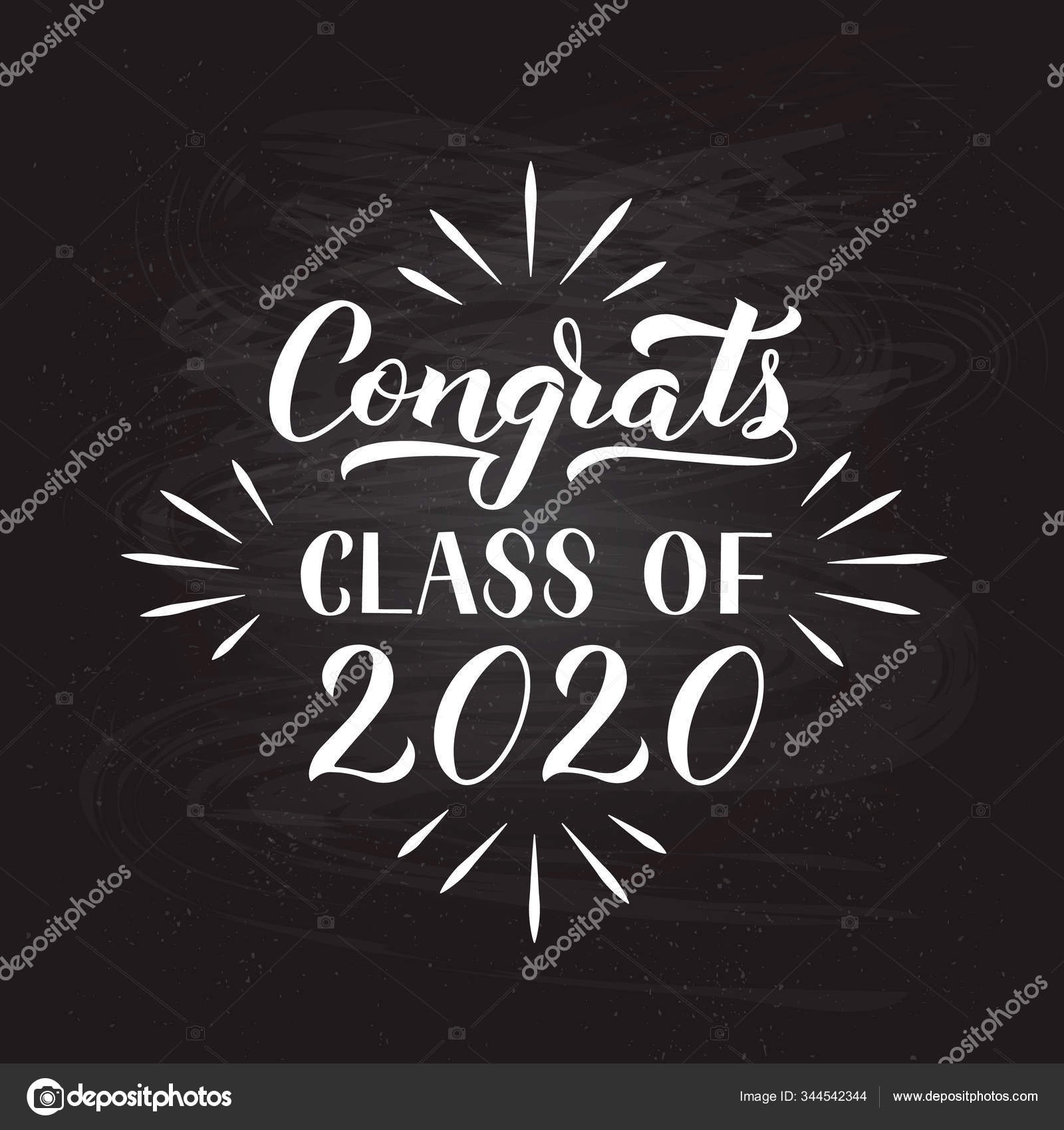 Congrats Class of 2020 hand written on chalkboard background ...