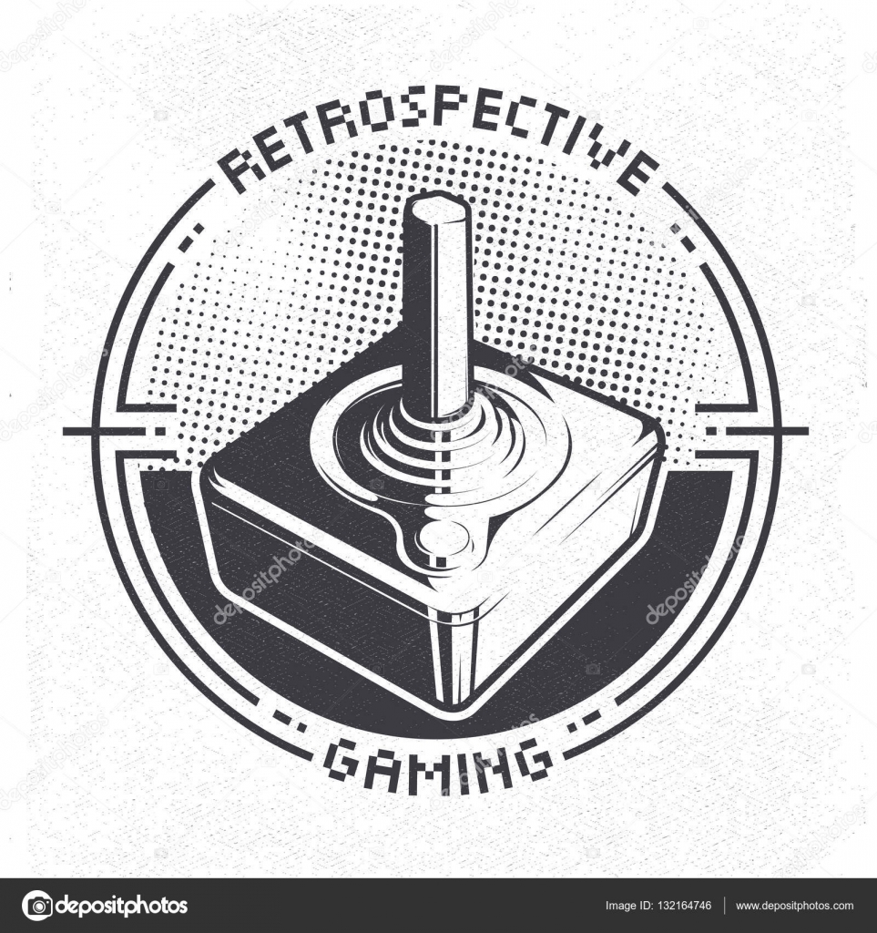 Retro Video Game Joystick from 70's can be used like Badge, Label ...