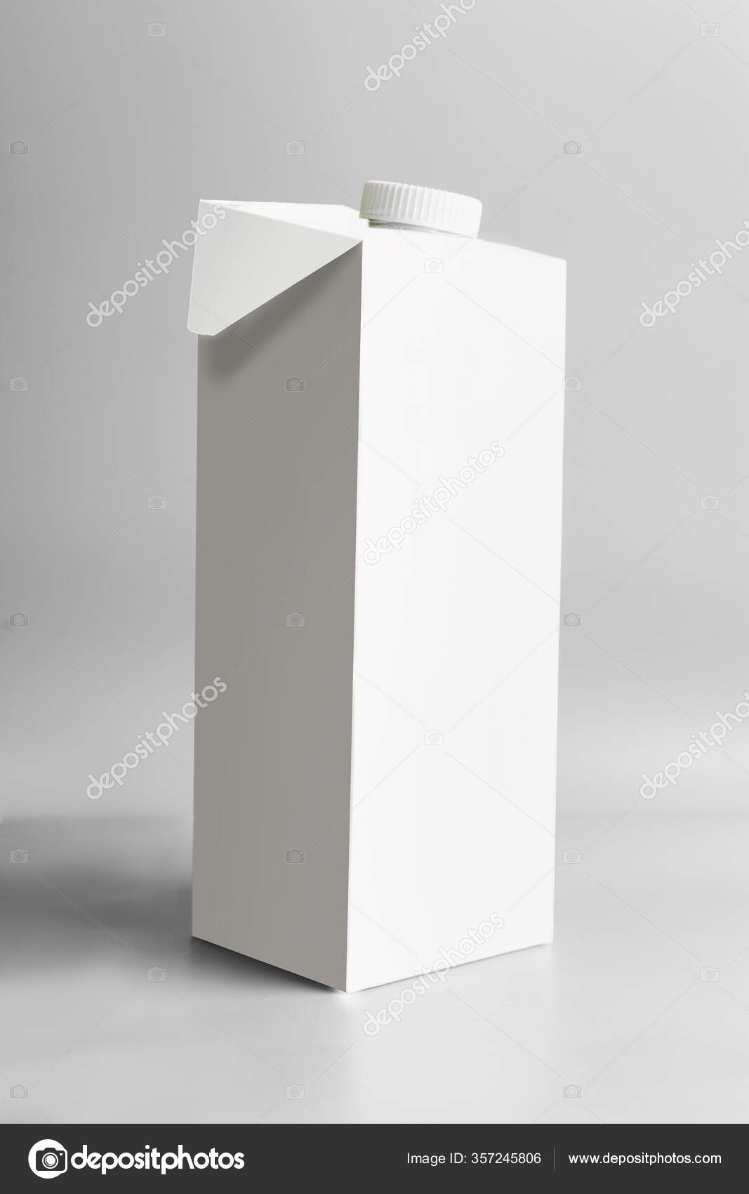 White Packaging Tetra Pack Standing Light Gray Background Front View ...