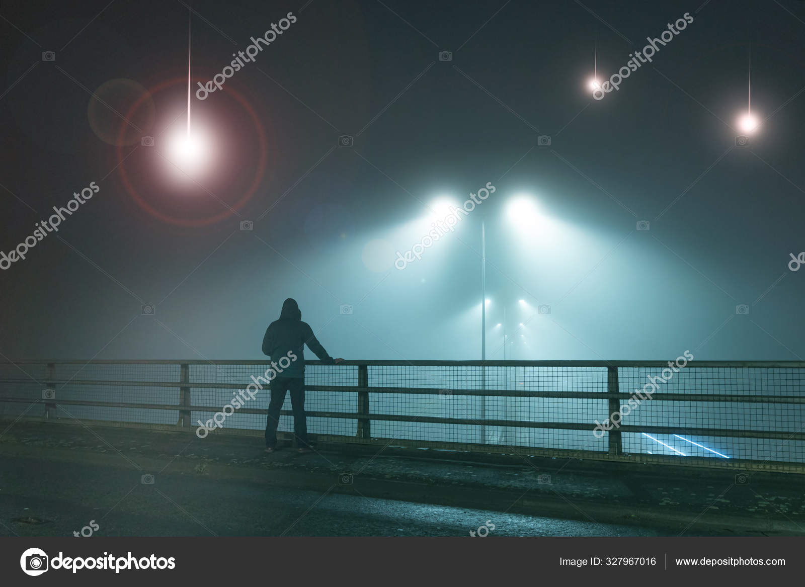 Looking Down From A Bridge At Night