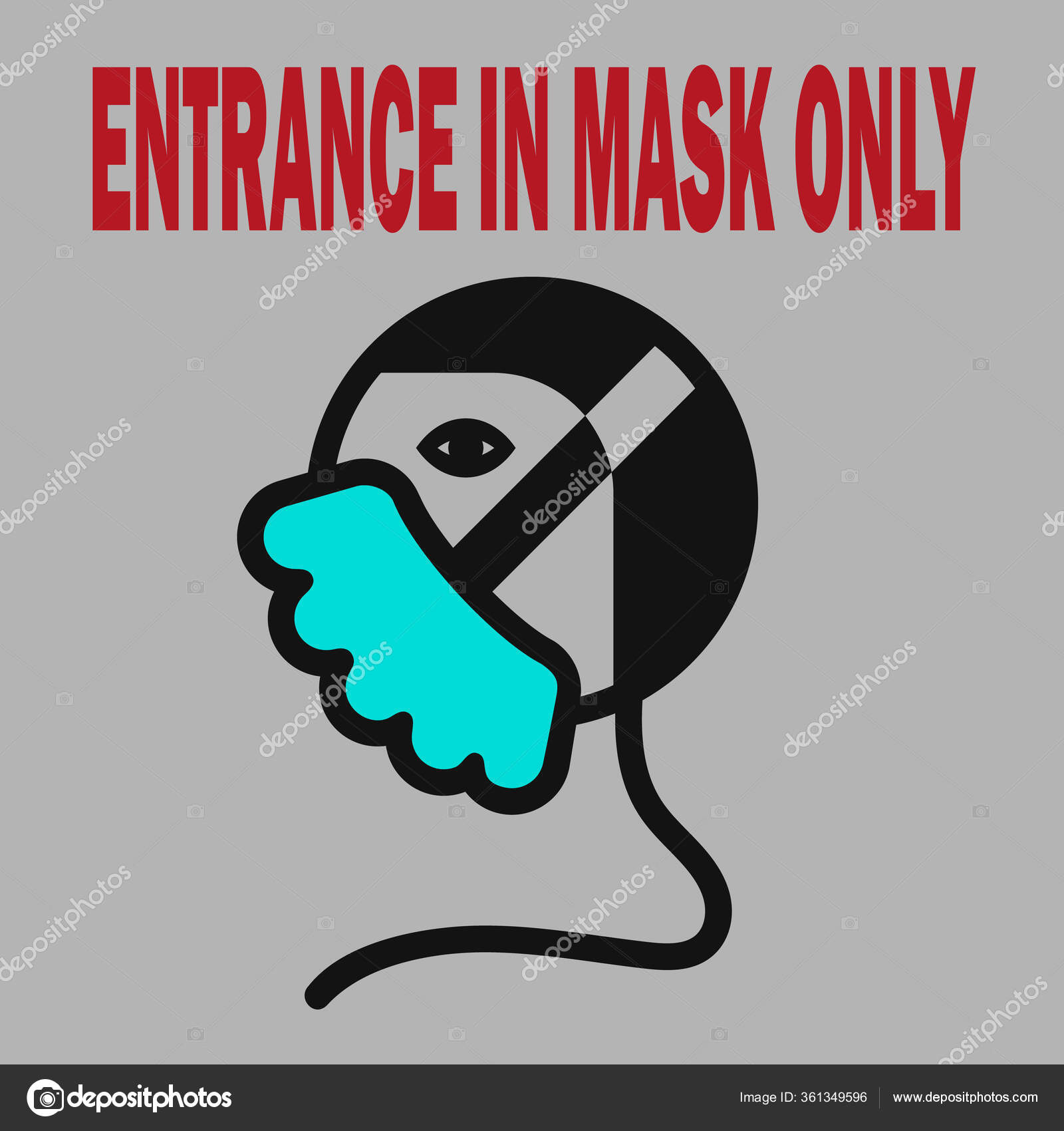 Entrance Only Mask Warning Sign Vector Use Notice People Visiter Stock ...