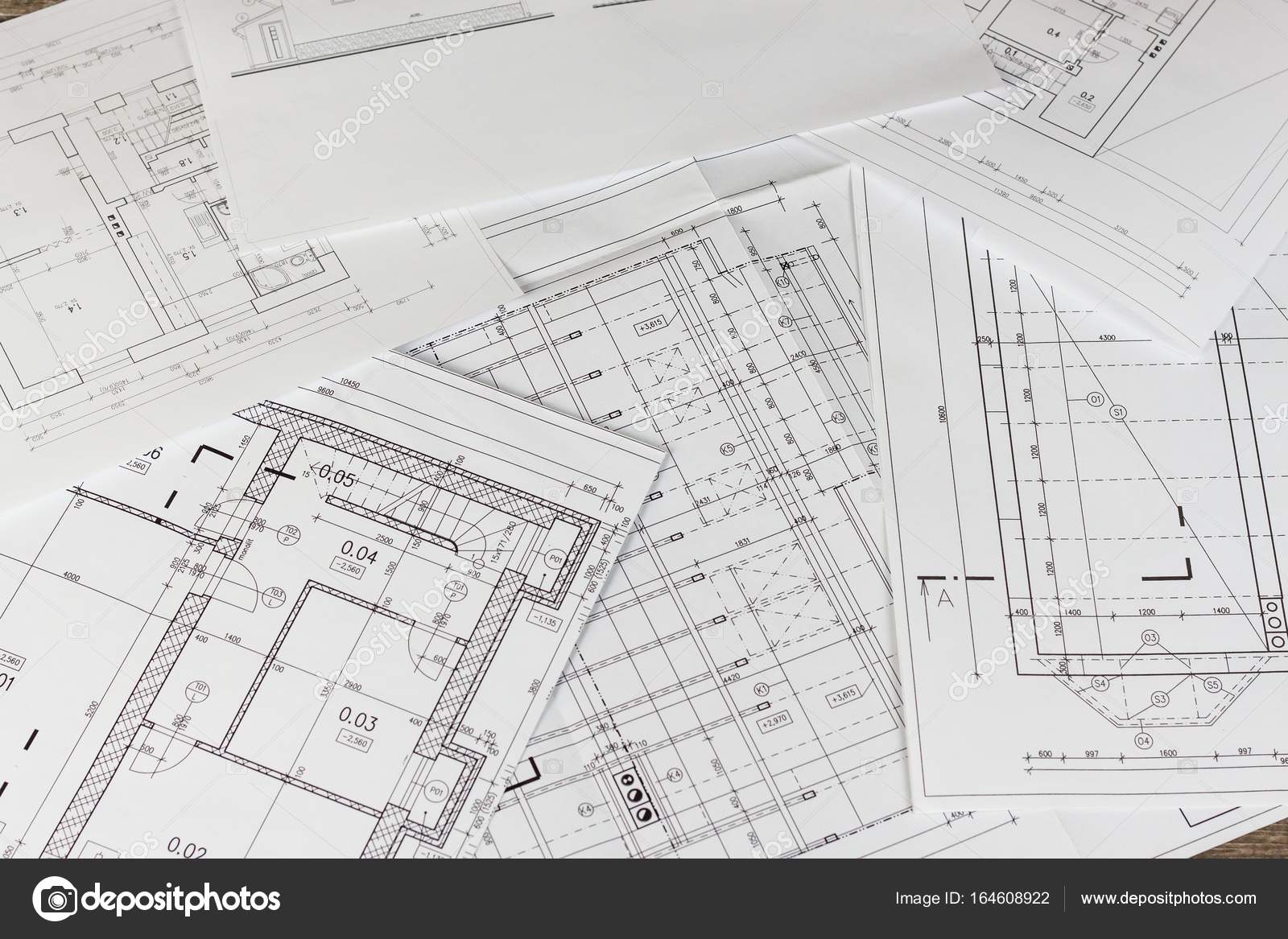 Plans of building. Architectural project. Floor plan designed building ...
