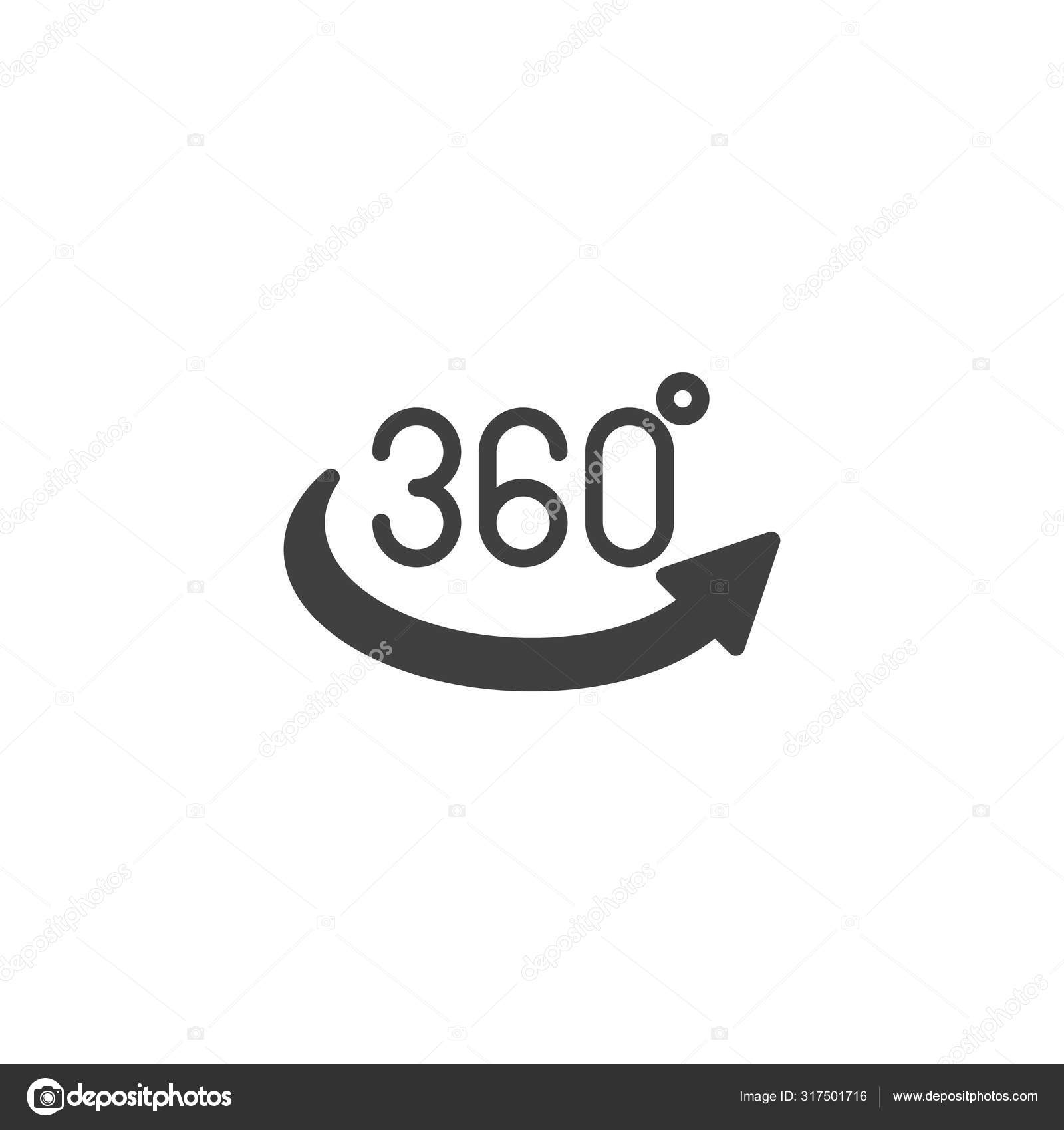 360 Degrees Arrow Vector Icon Panoramic View Filled Flat Sign Stock ...