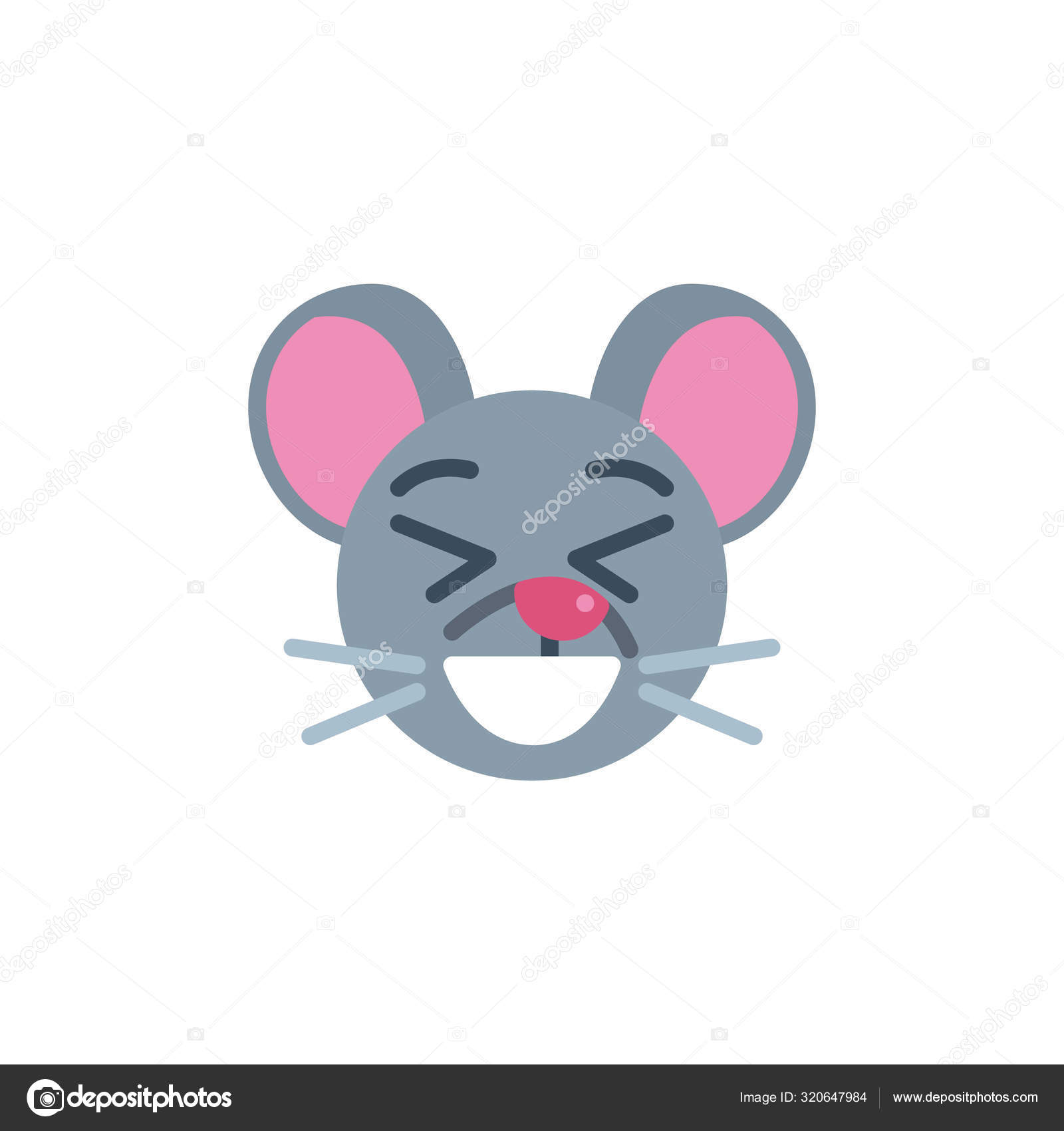 Happy Mouse Face Emoji Flat Icon Vector Sign Laughing Rat Stock ...