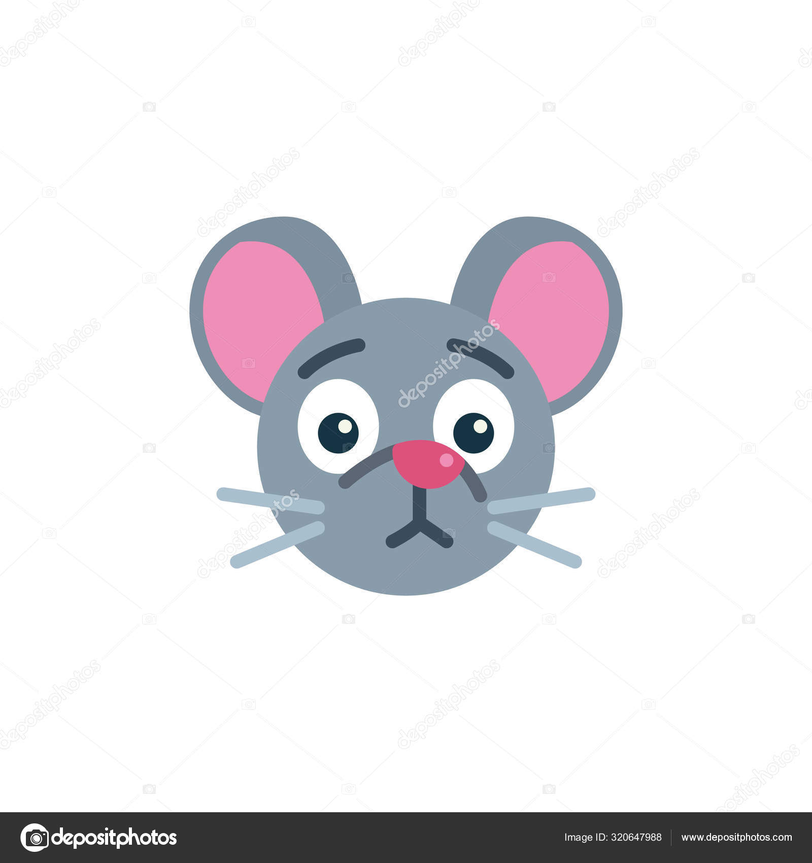 Disappointed Mouse Face Emoji Flat Icon Vector Sign Unhappy Rat Stock ...