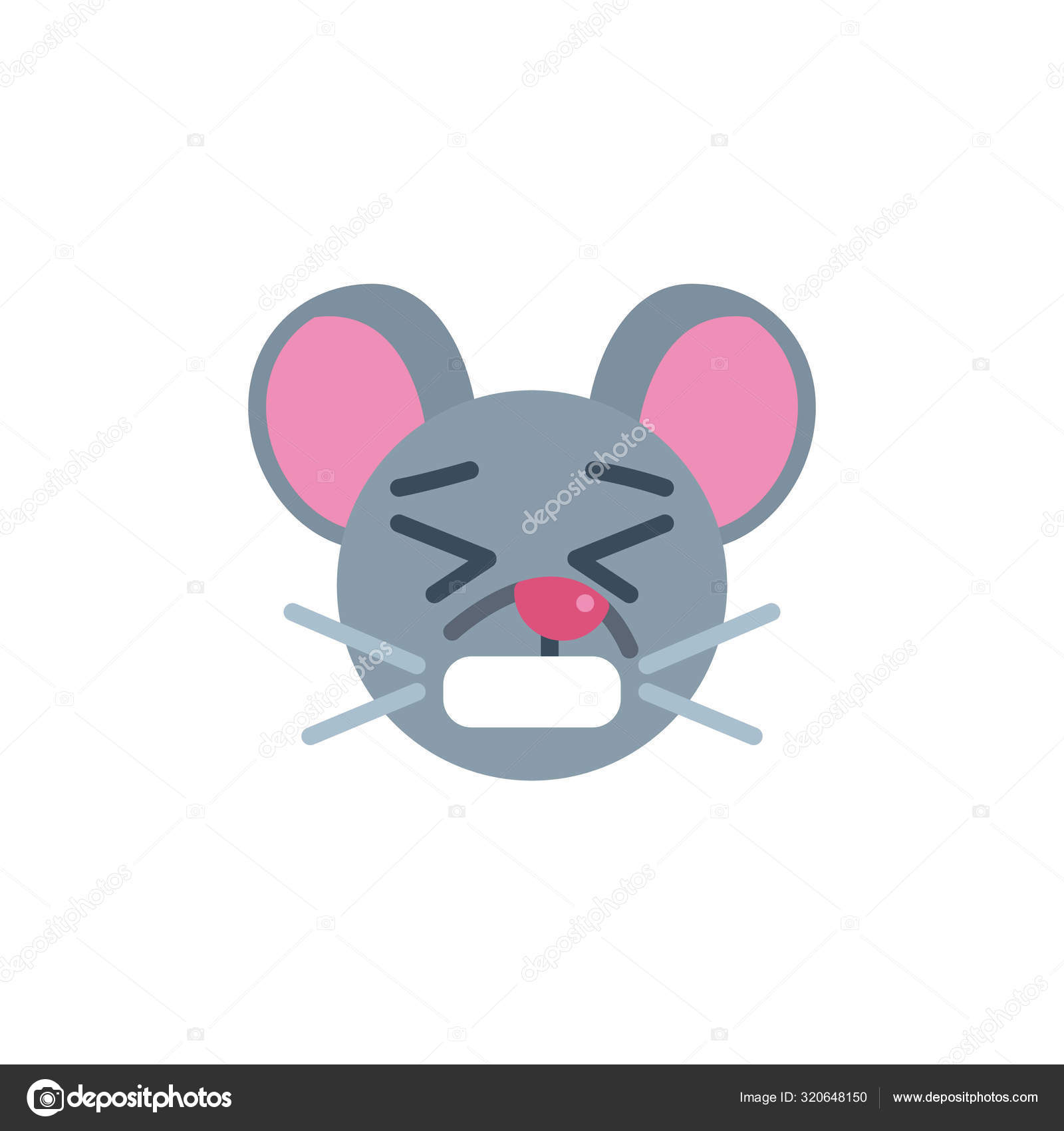 Upset Mouse Face Emoji Flat Icon Vector Sign Anguished Rat Stock Vector ...