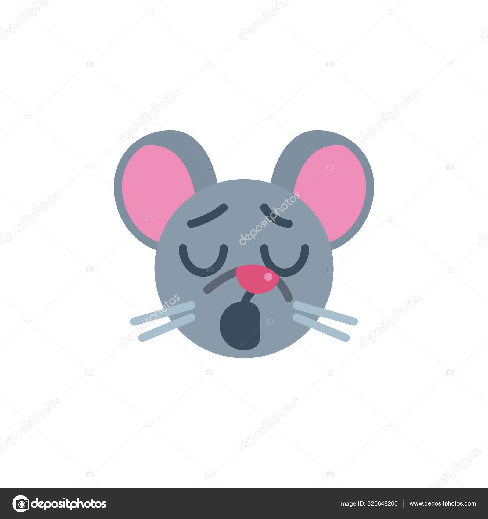 Yawning Rat Emoticon Flat Icon Vector Sign Tired Mouse Face Stock ...