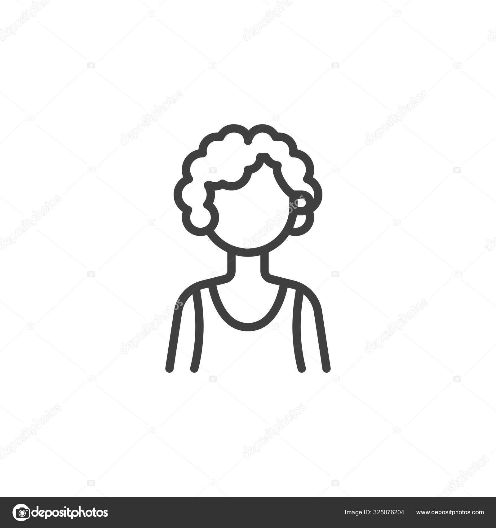 Curly-haired girl avatar line icon Stock Vector by ©avicons 325076204