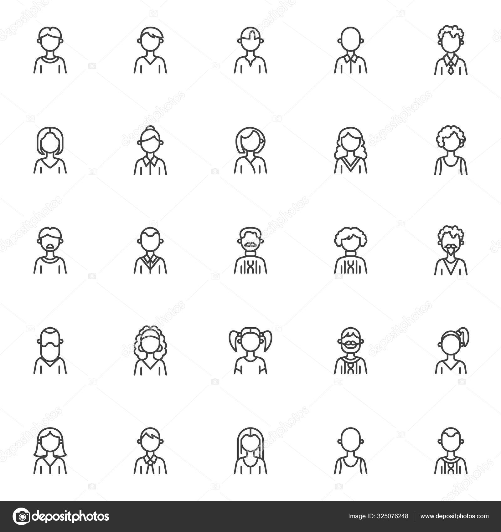 Faceless people avatars line icons set Stock Vector Image by ©avicons ...