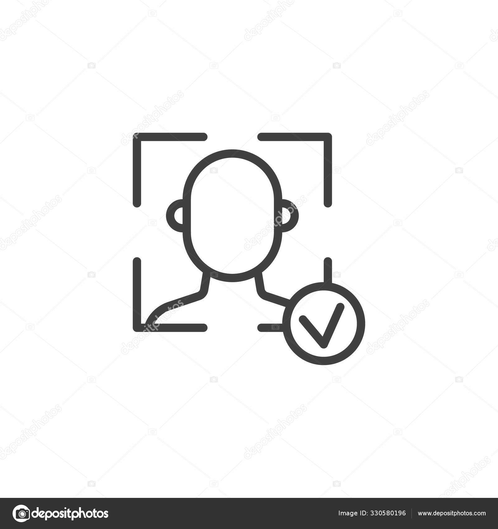 Face ID scanner with check mark line icon. Stock Vector Image by ...