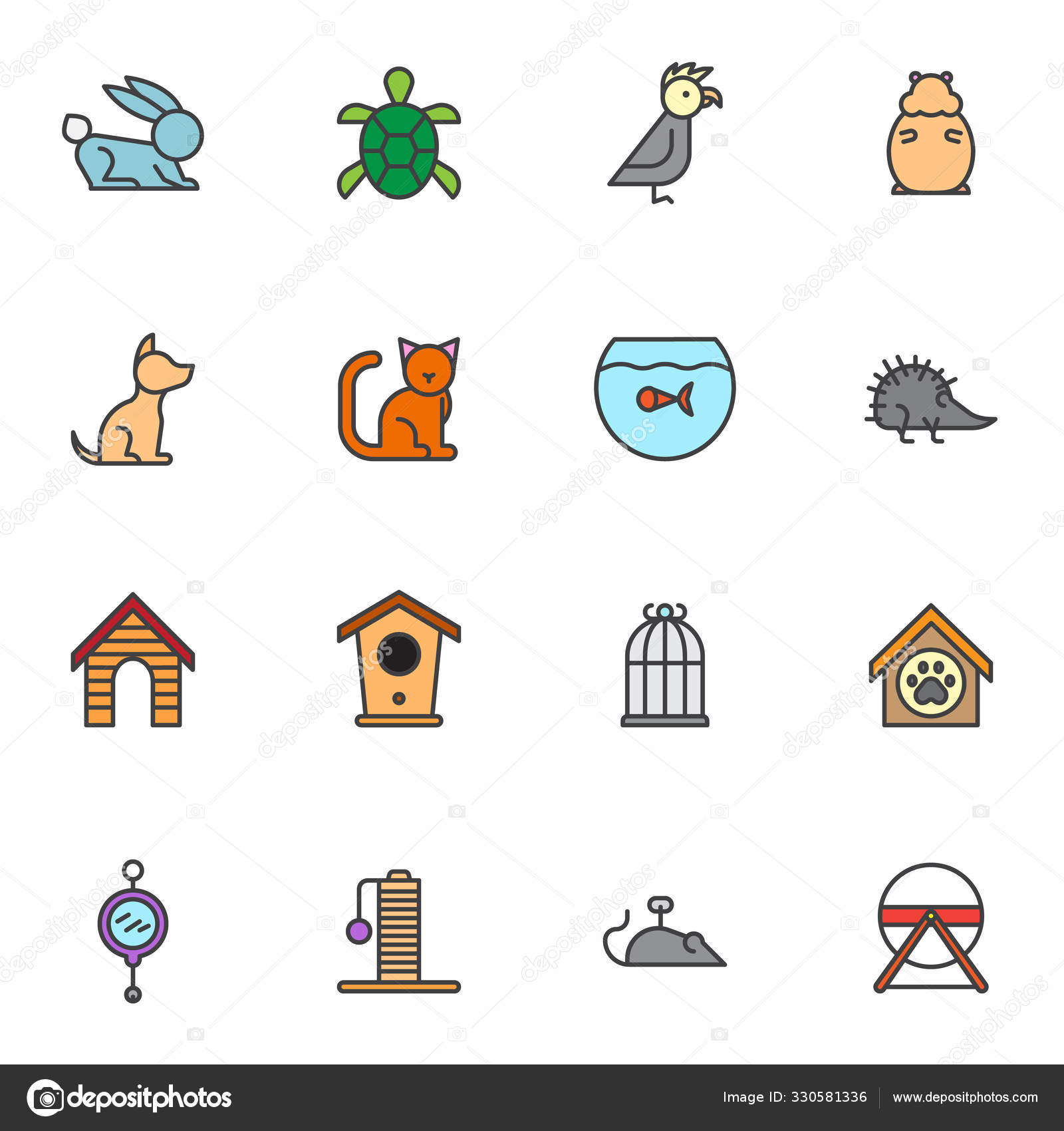 Pet shop animals filled outline icons set Stock Vector by ©avicons ...