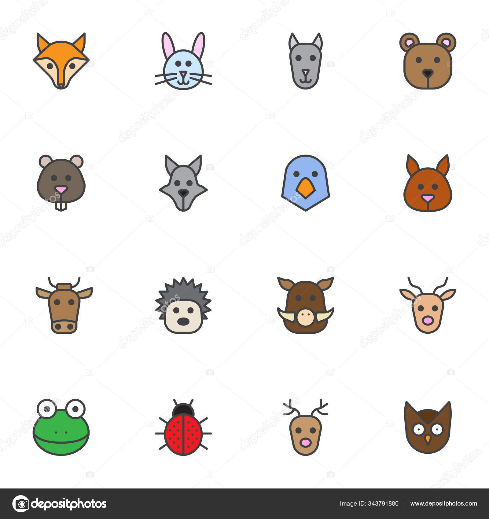 Wild animals filled outline icons set Stock Vector Image by ©avicons ...