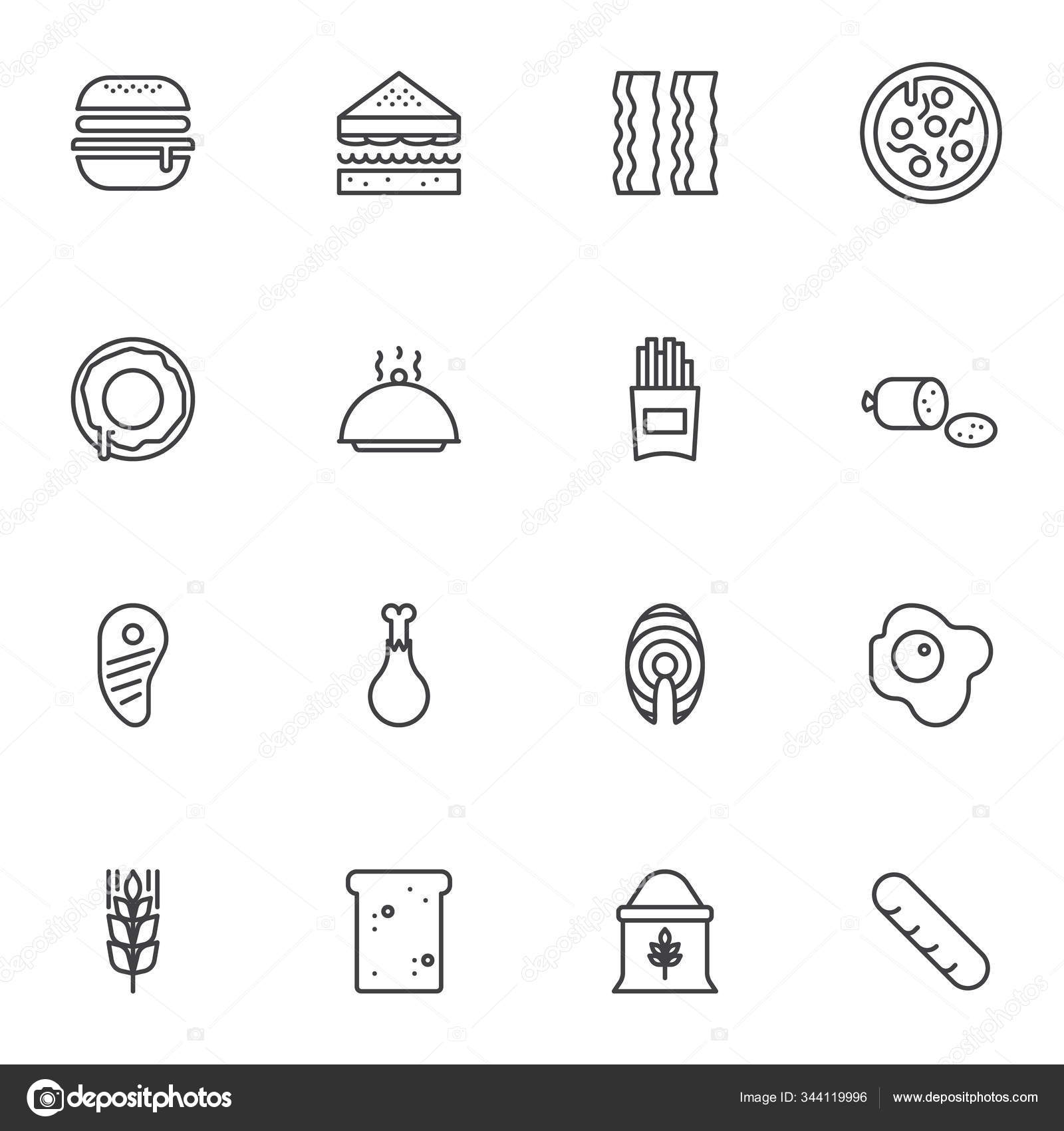 Food Menu Line Icons Set Linear Style Symbols Collection Food ⬇ Vector Image By © Avicons