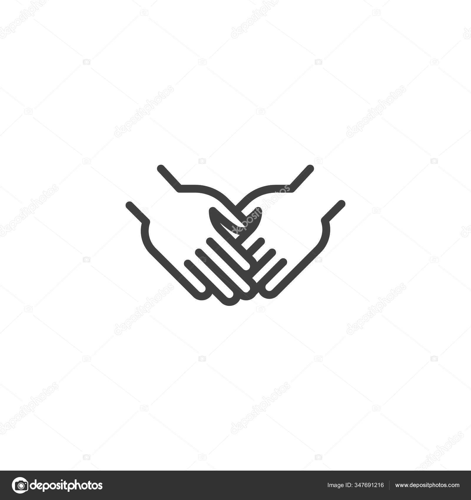 Hands Together Line Icon Linear Style Sign Mobile Concept Web Stock ...