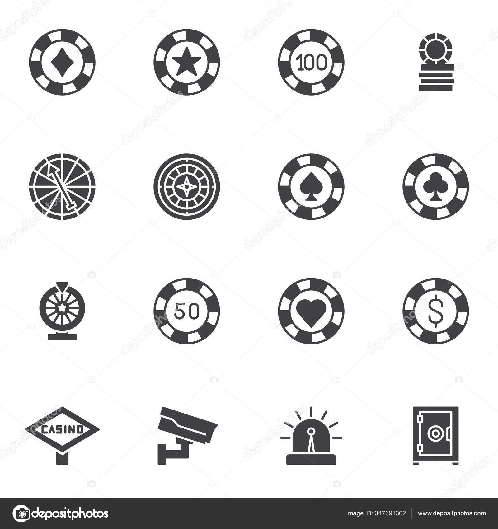 Poker Chips Vector Icons Set Modern Solid Symbol Collection Casino ...