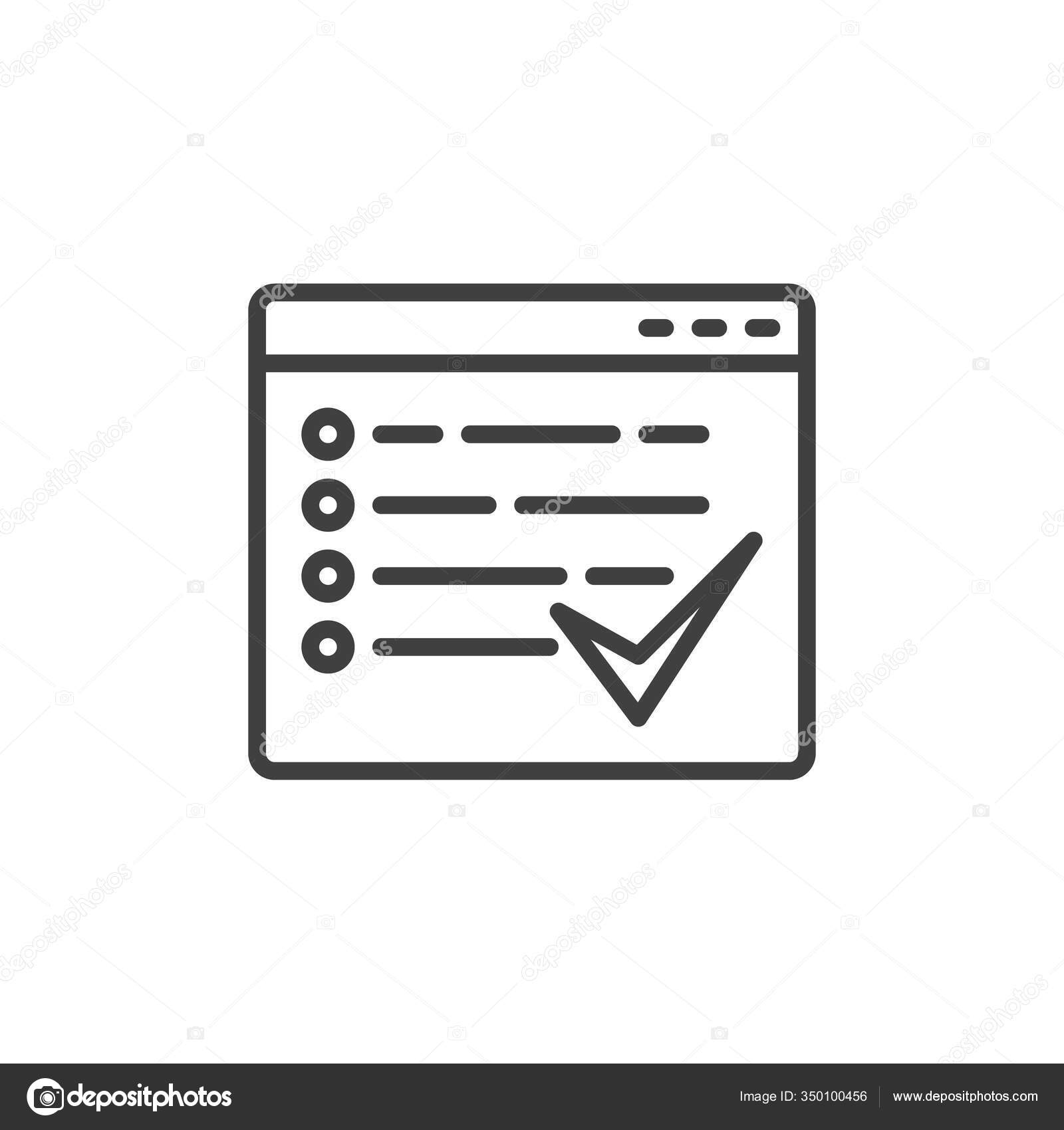 Website Checkbox Line Icon Checklist Browser Linear Style Sign Mobile ...