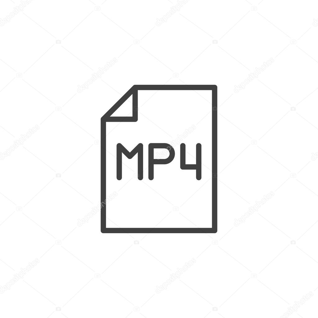 Icono de línea de archivo multimedia Mp4. signo de estilo lineal para ...