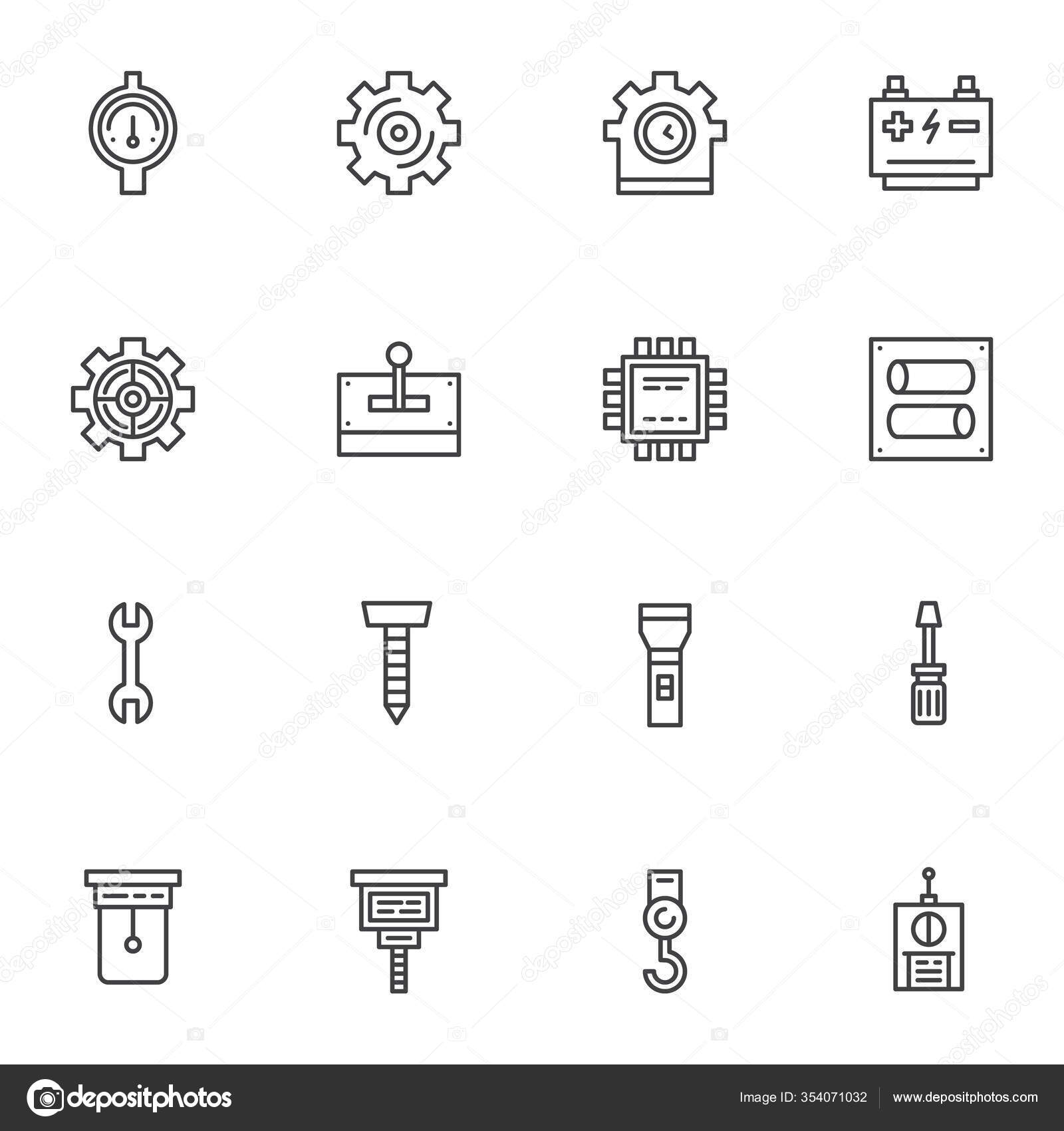 Factory Tool Line Icons Set Linear Style Symbols Collection Repair ...