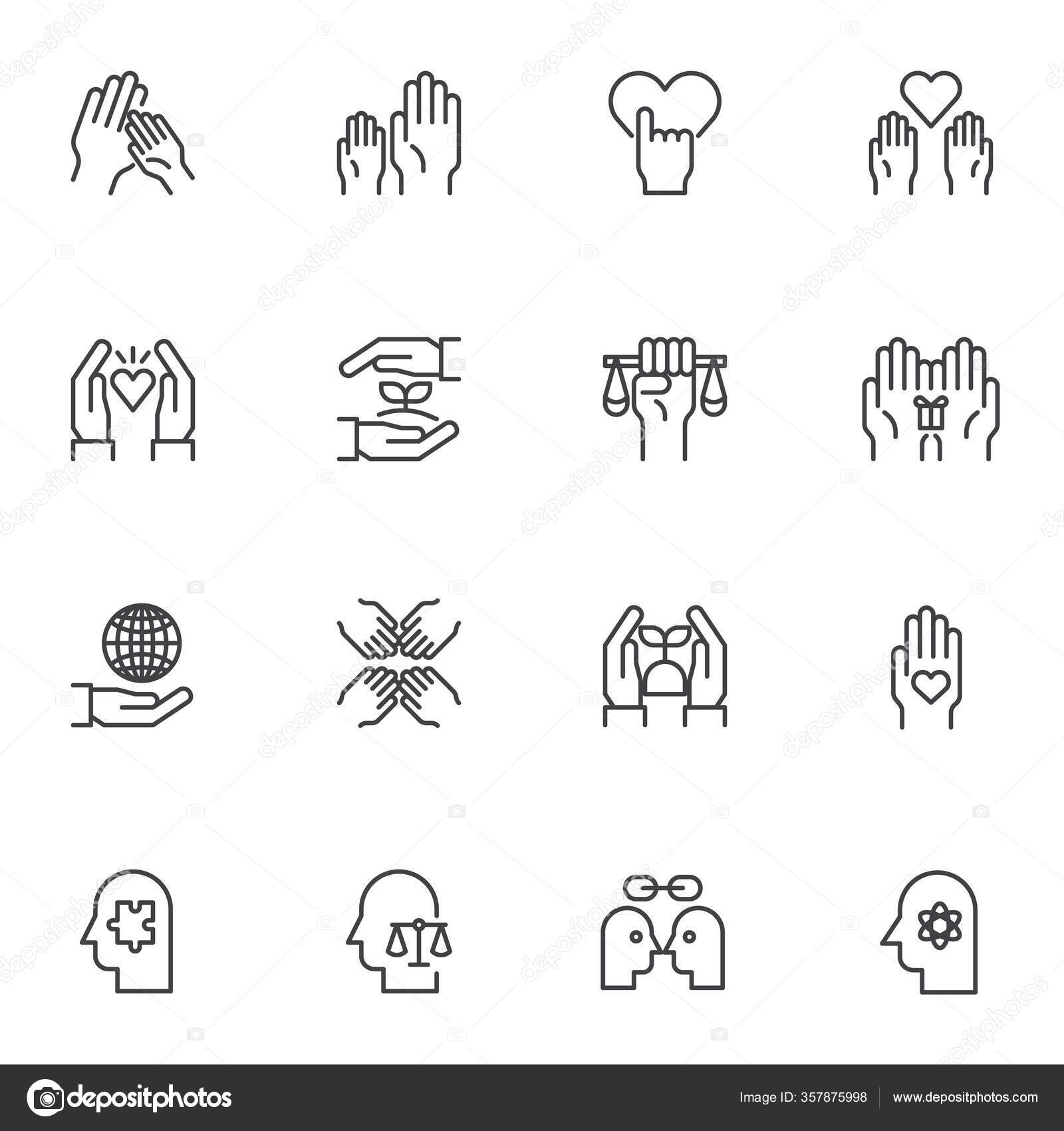 Conjunto Iconos Línea Valores Básicos Ética Estilo Lineal Símbolos ...