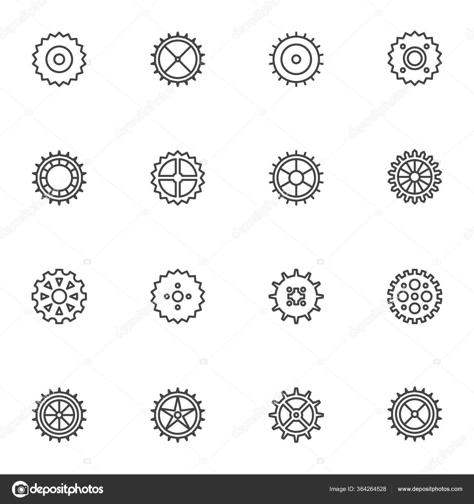 Circle gears line icons set Stock Vector Image by ©avicons #364264528
