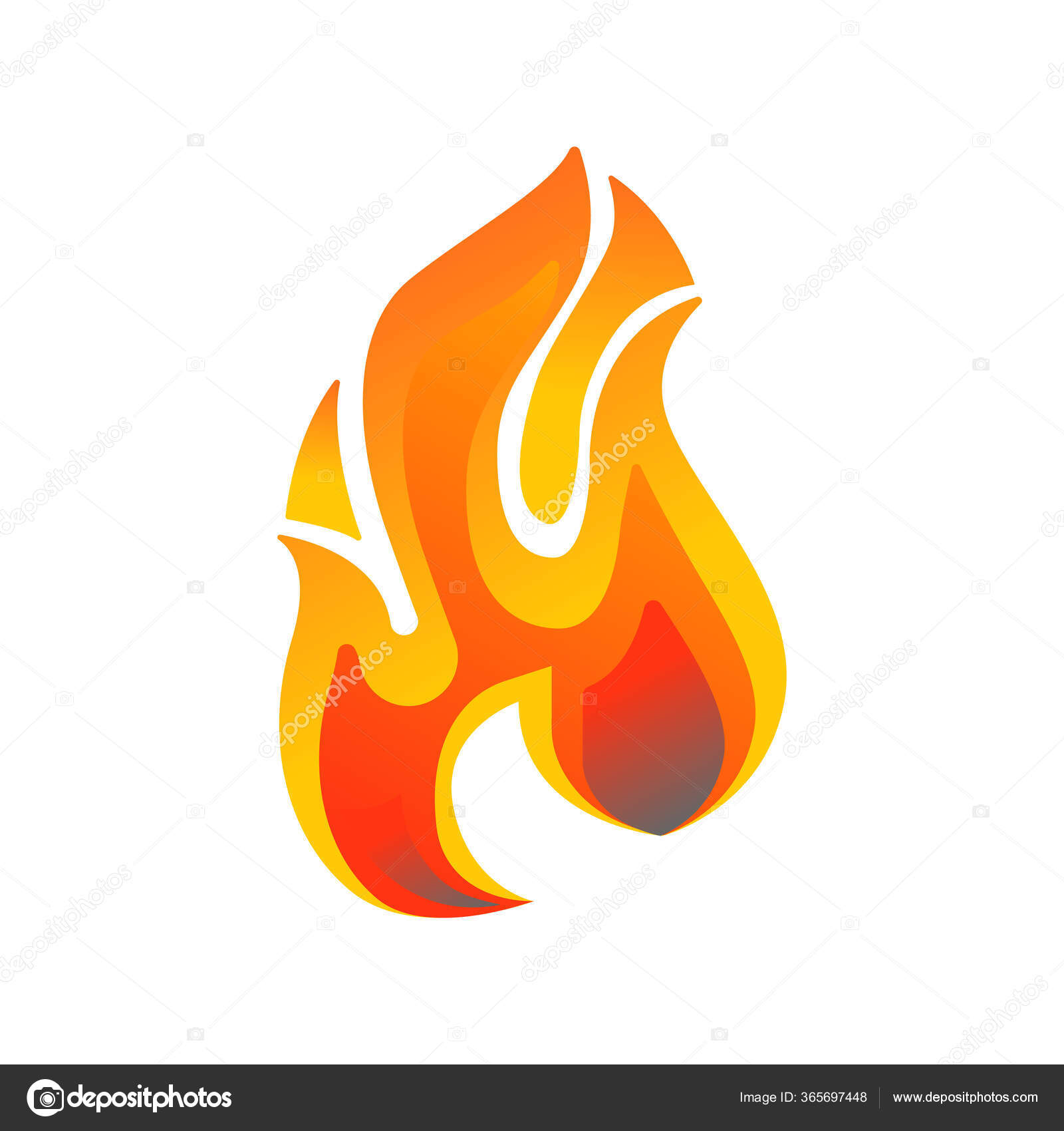 Fire Flame Colorful Pictogram Isolated White Symbol Logo Illustration ...