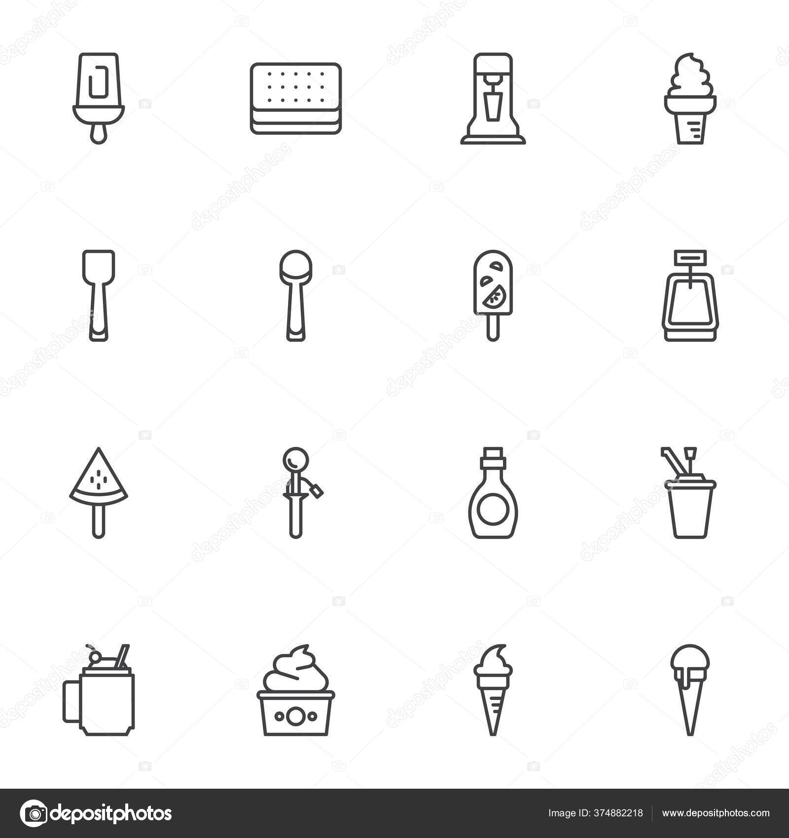 Ice cream menu line icons set — Stock Vector © avicons #374882218