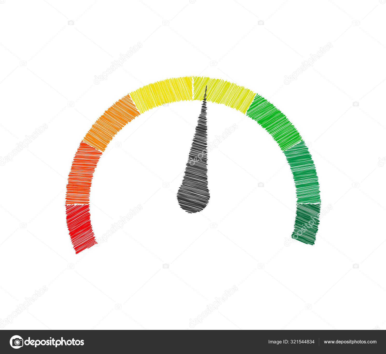 Speedometer. Color scale. Scale with an arrow from green to red ...